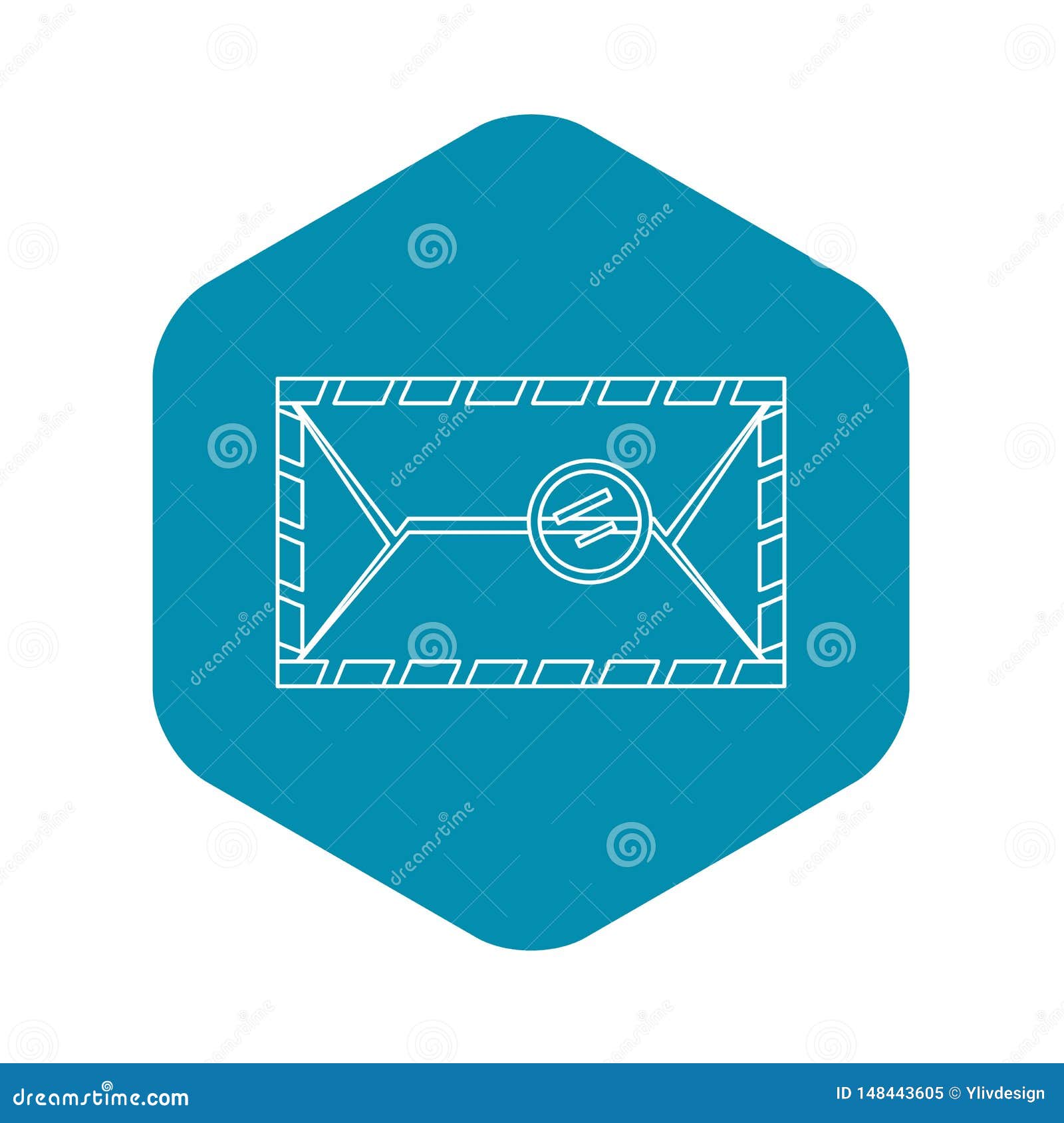Envelope with Postage Stamp Icon, Outline Style Stock Vector ...