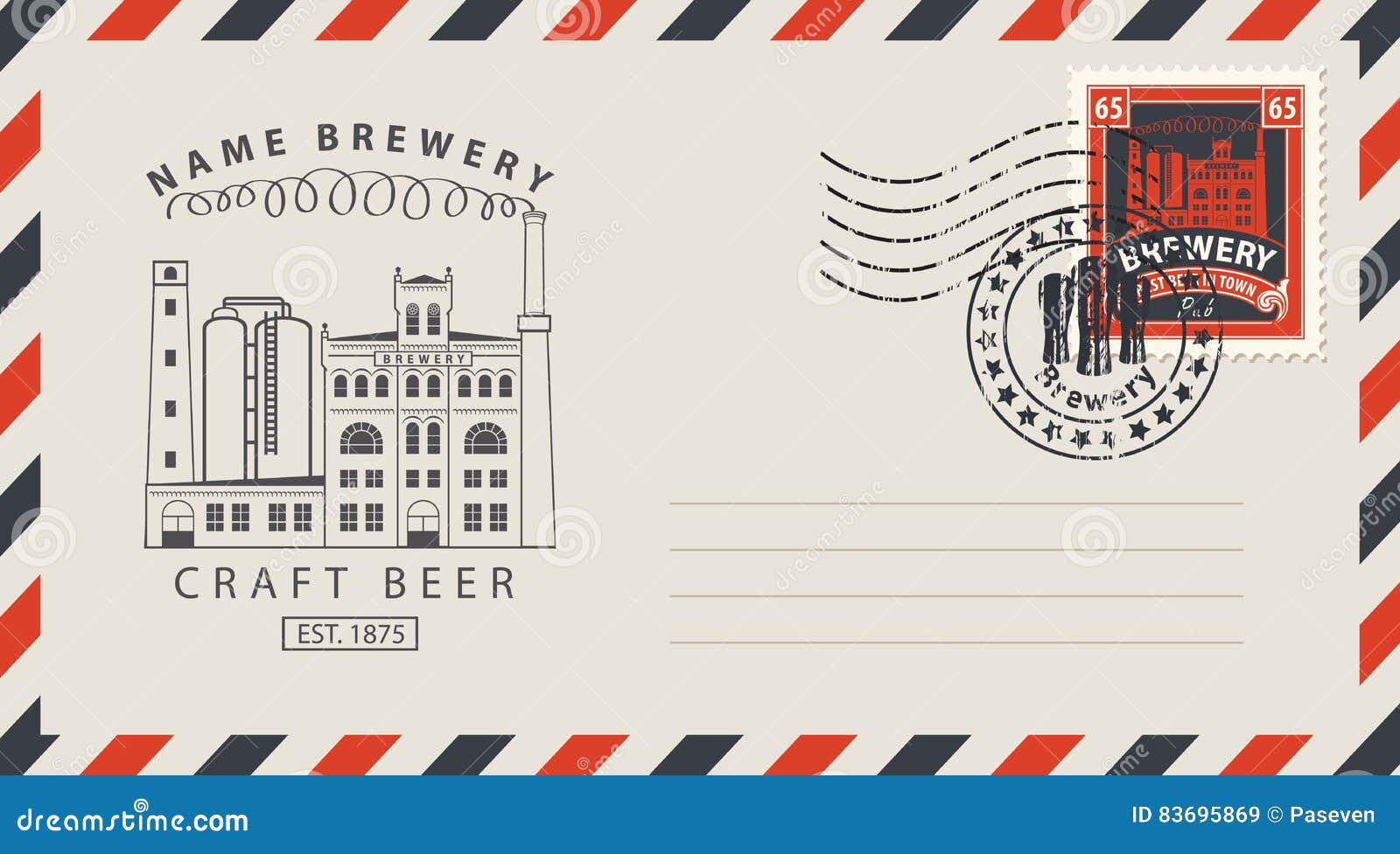 Envelope with a Postage Stamp for a Pub Stock Vector - Illustration of ...