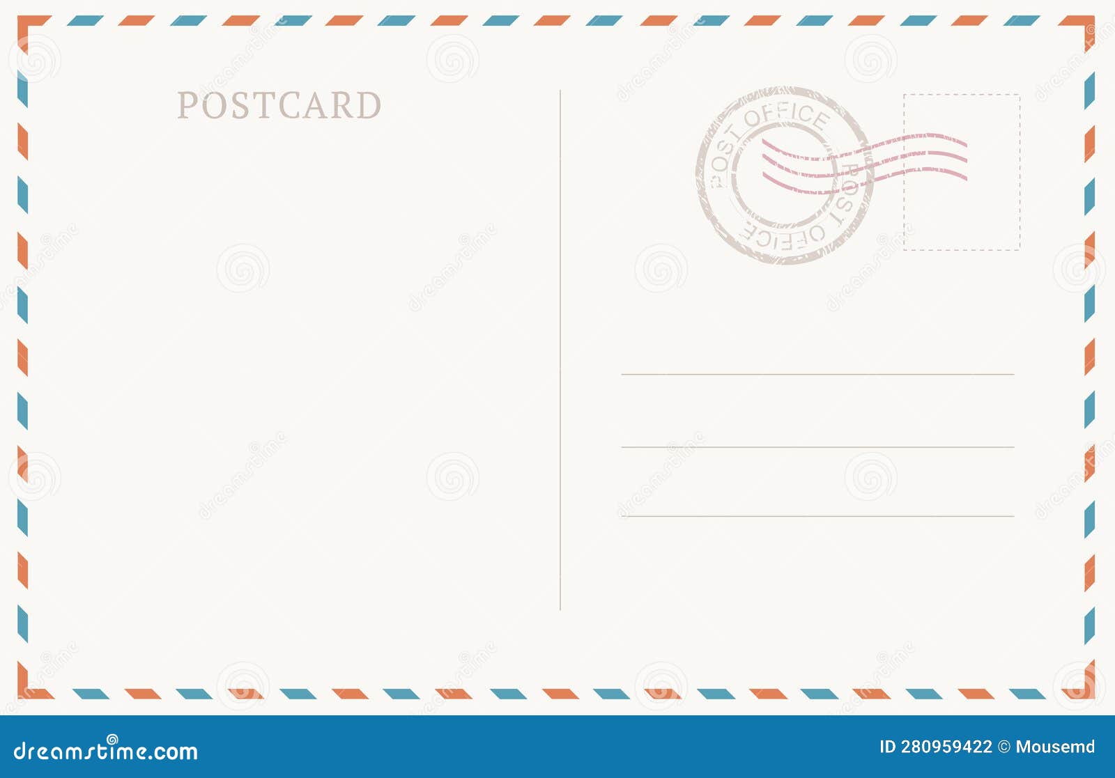 Envelope Postcard Template with Mail Stamp and Place for Message ...