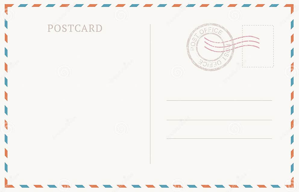 Envelope Postcard Template with Mail Stamp and Place for Message ...