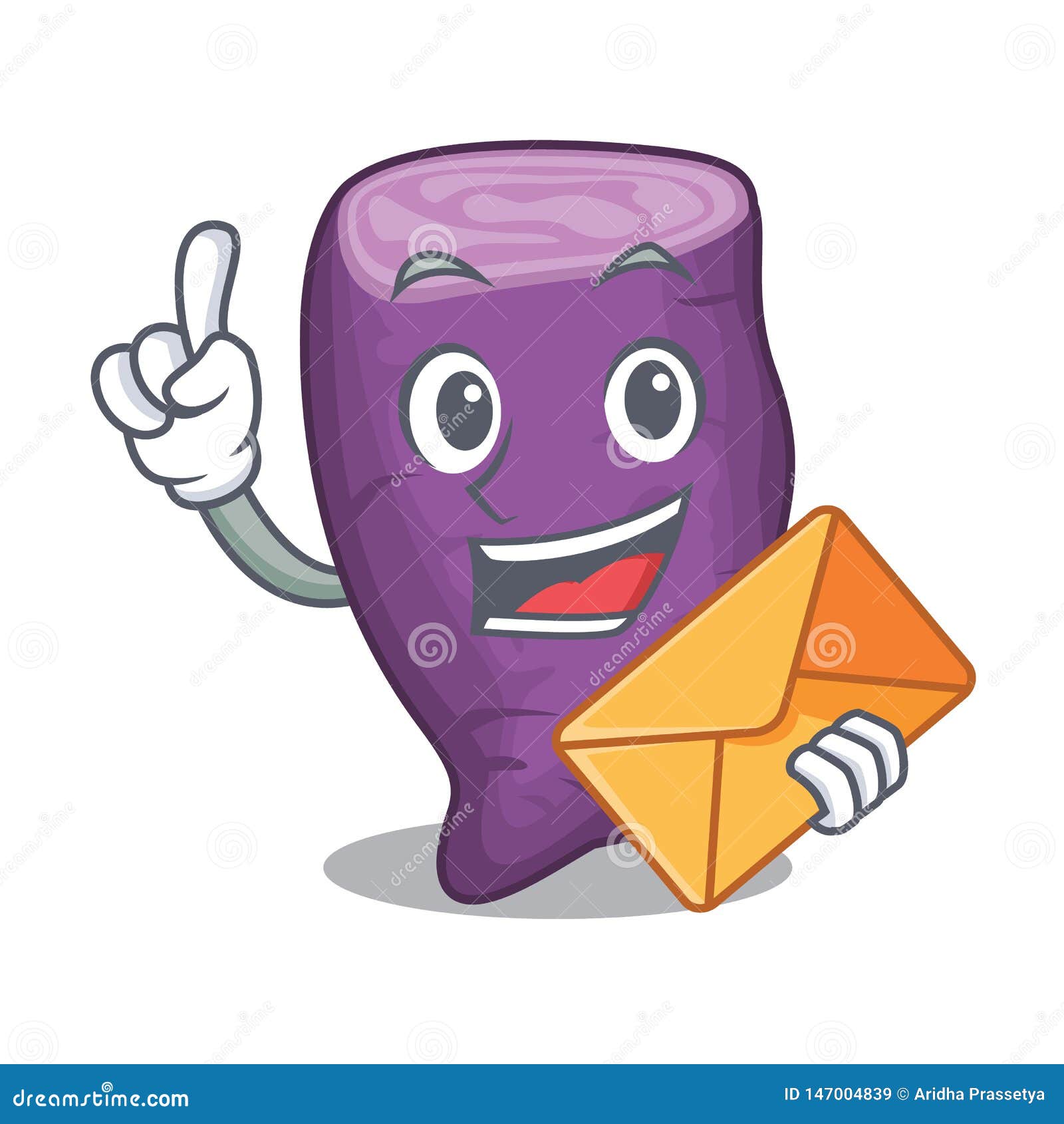 With Envelope Purple Sweet Purple in Cartoon Shape Stock Vector ...