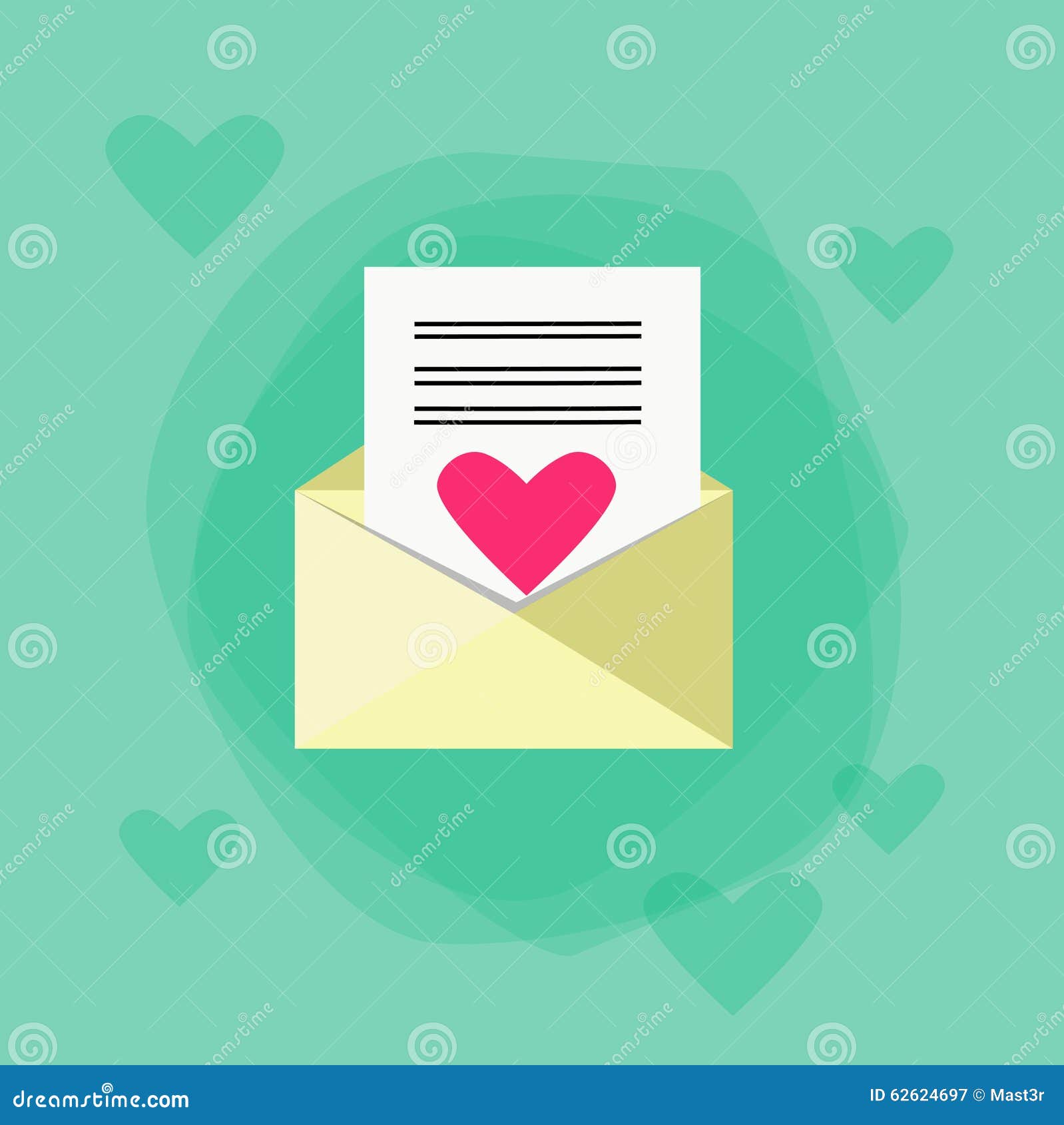 Envelope Red Heart Mail Flat Vector Stock Vector - Illustration of ...