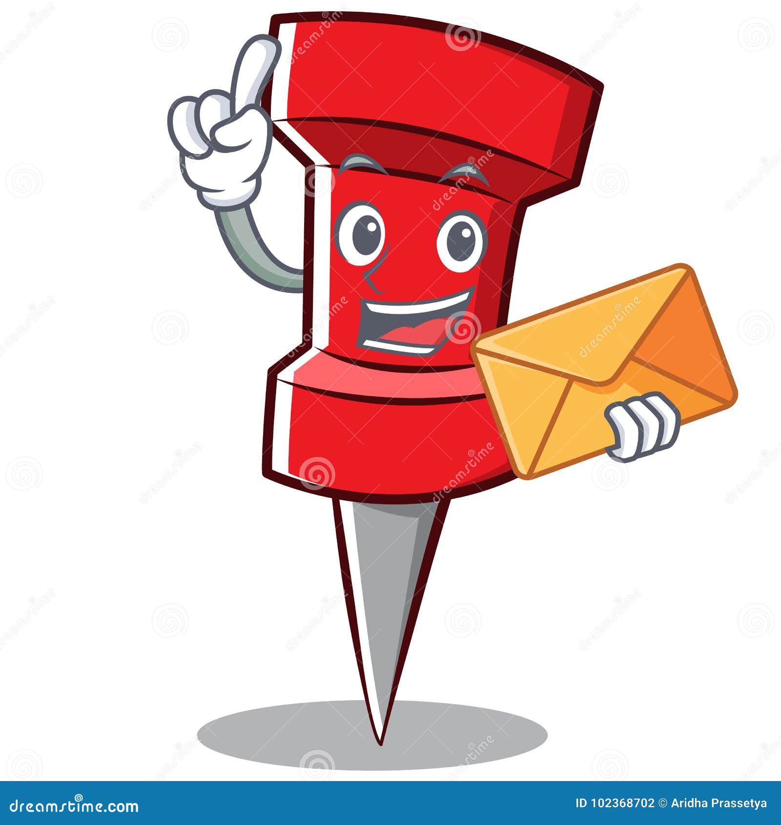 With Envelope Red Pin Character Cartoon Stock Vector - Illustration of ...