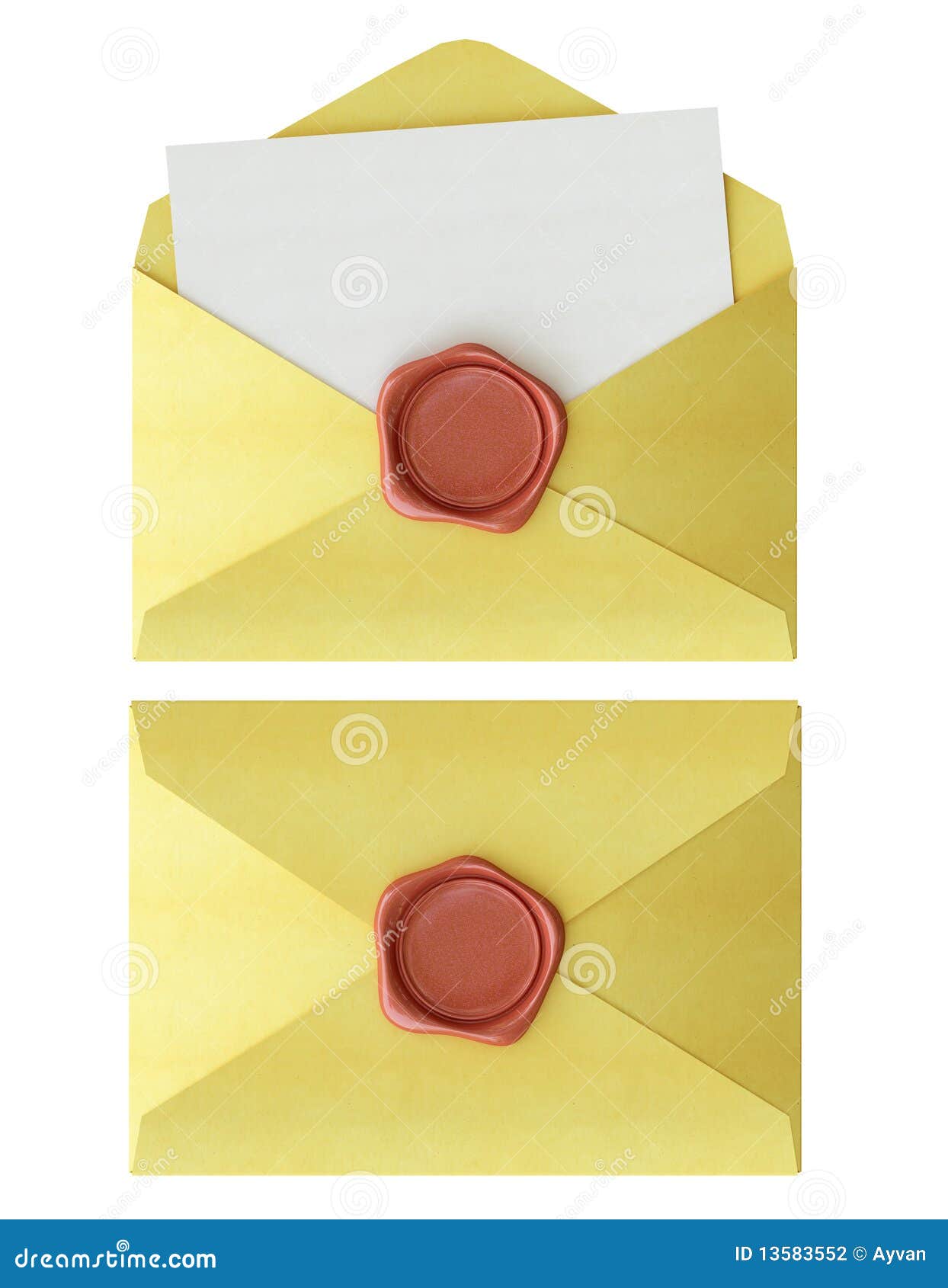 Envelope with red wax seal stock illustration. Illustration of formal ...