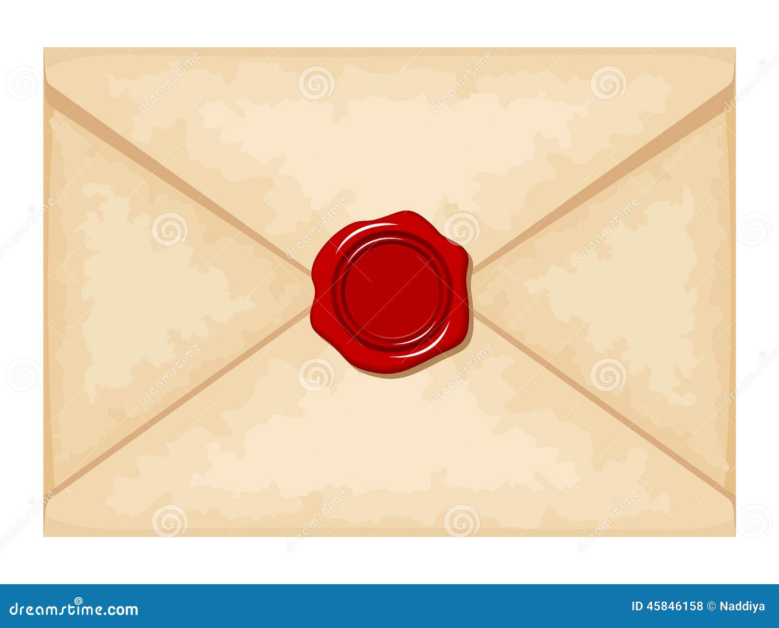 Envelope with Red Wax Seal. Vector Illustration. Stock Vector ...