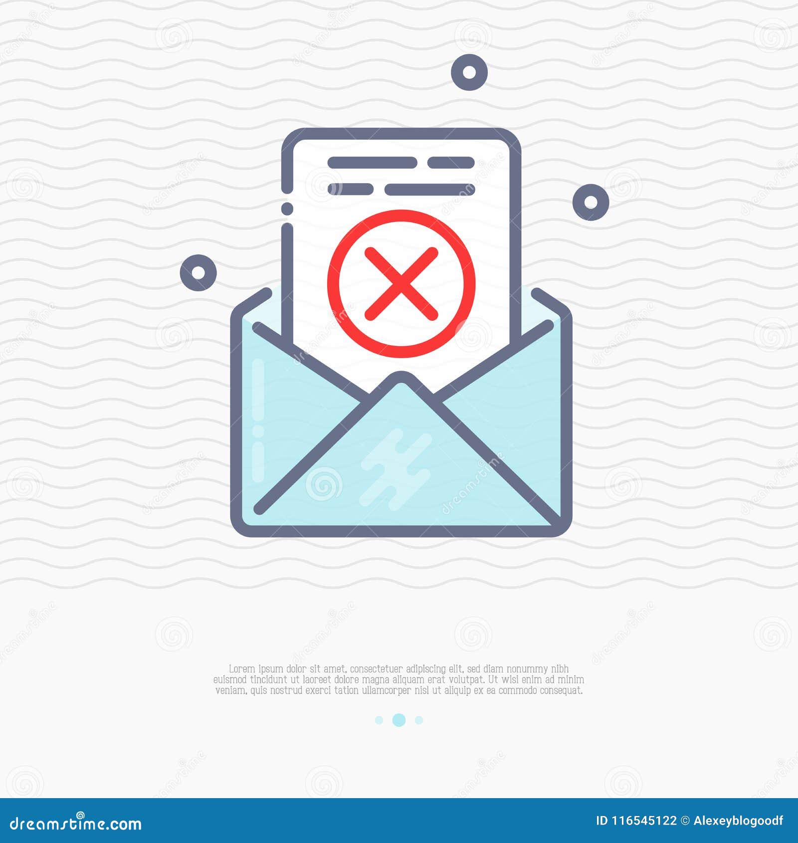 Envelope with Rejected Document Thin Line Icon Stock Vector ...