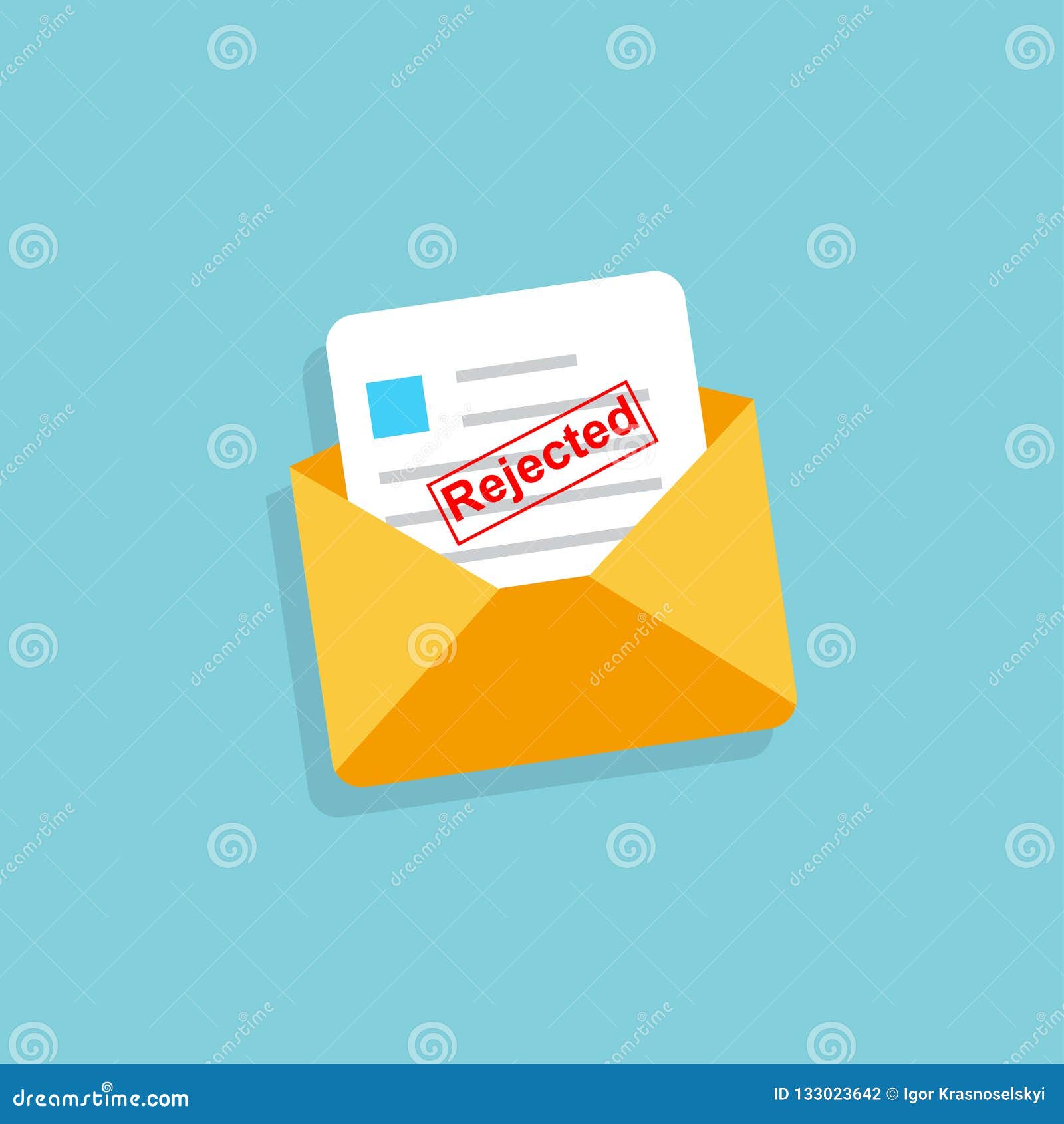 Envelope with Rejected Letter in Flat Design Stock Vector ...