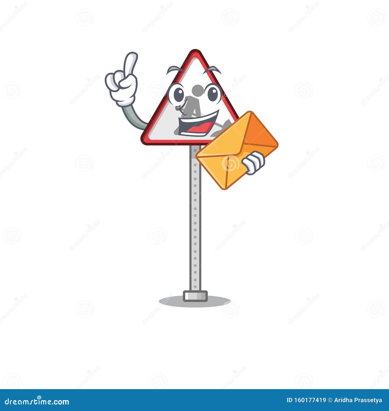 With Envelope Road Work Sign Roadside the Character Stock Vector ...