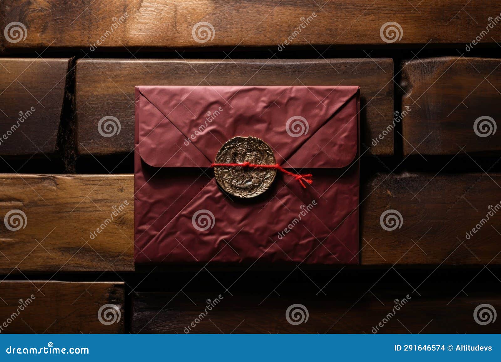 Envelope Sealed with a Wax Stamp on Rustic Wood Stock Photo - Image of ...