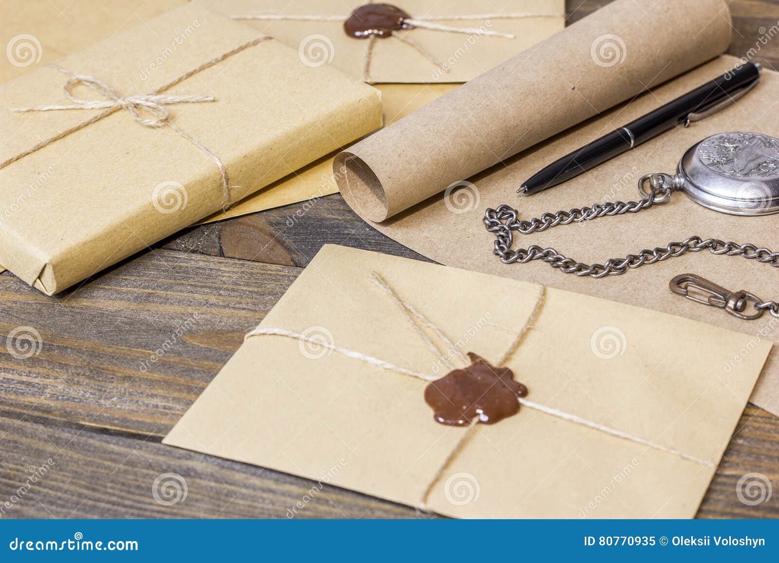 Envelope with Sealing Wax, Ancient Scroll Stock Image - Image of ...