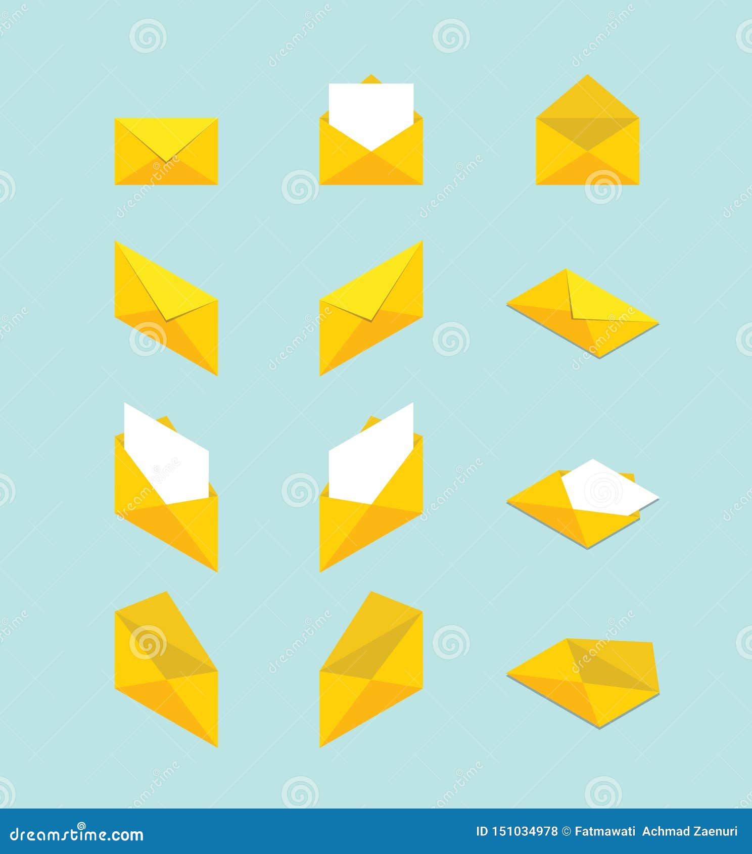 Envelope Set Collection with Various Shape and Isometric Modern Flat ...