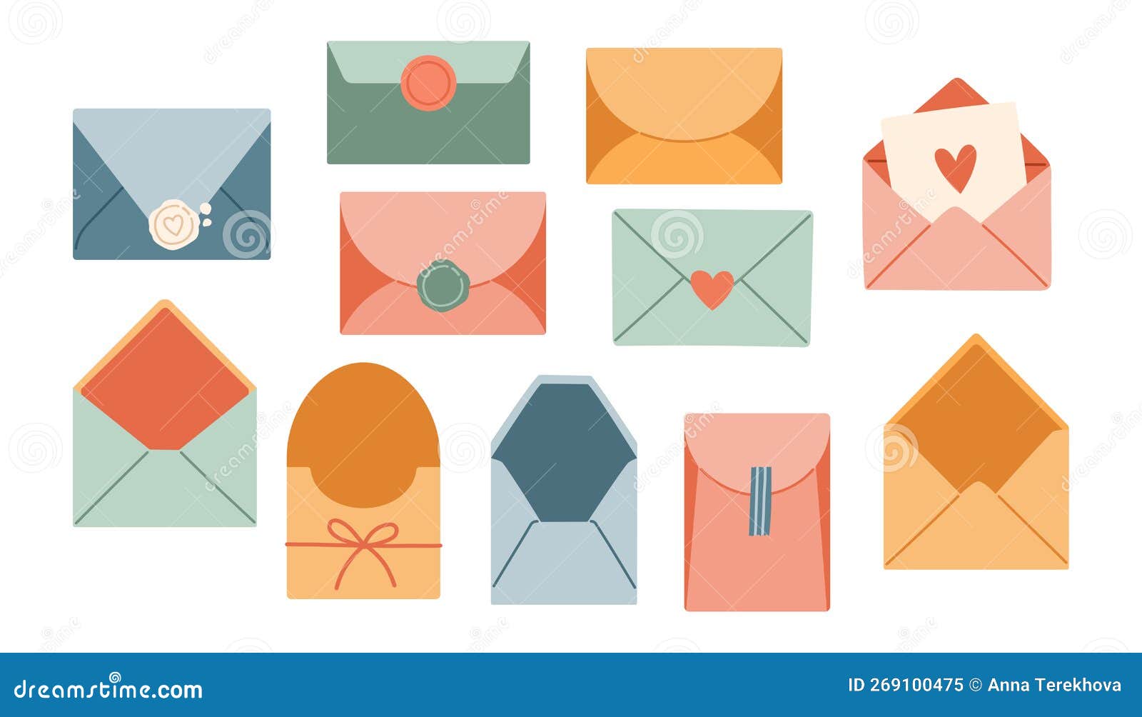 Envelope Set. Isolated Hand Drawn Envelopes. Spring Modern Collection ...