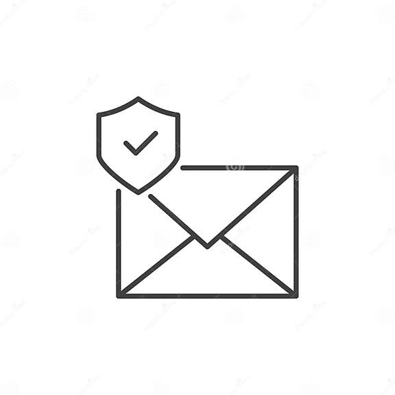 Envelope with Shield Vector Email Protection Concept Linear Icon Stock ...