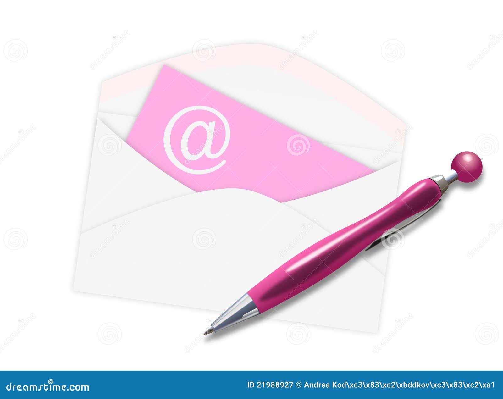 Envelope with at Sign and Pink Ballpoint Stock Illustration ...