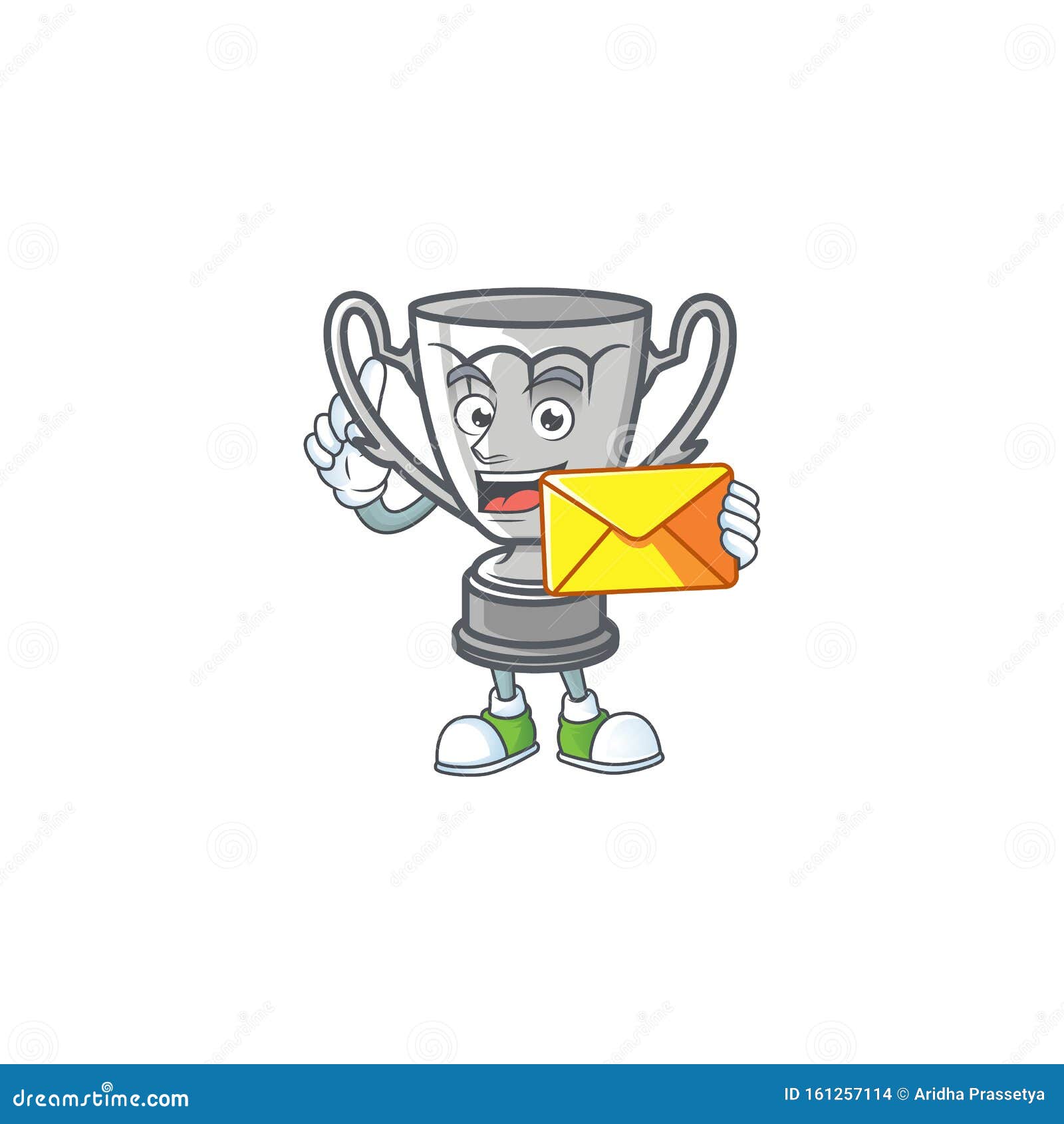 With Envelope Silver Trophy with Cartoon Character Shape Stock Vector ...