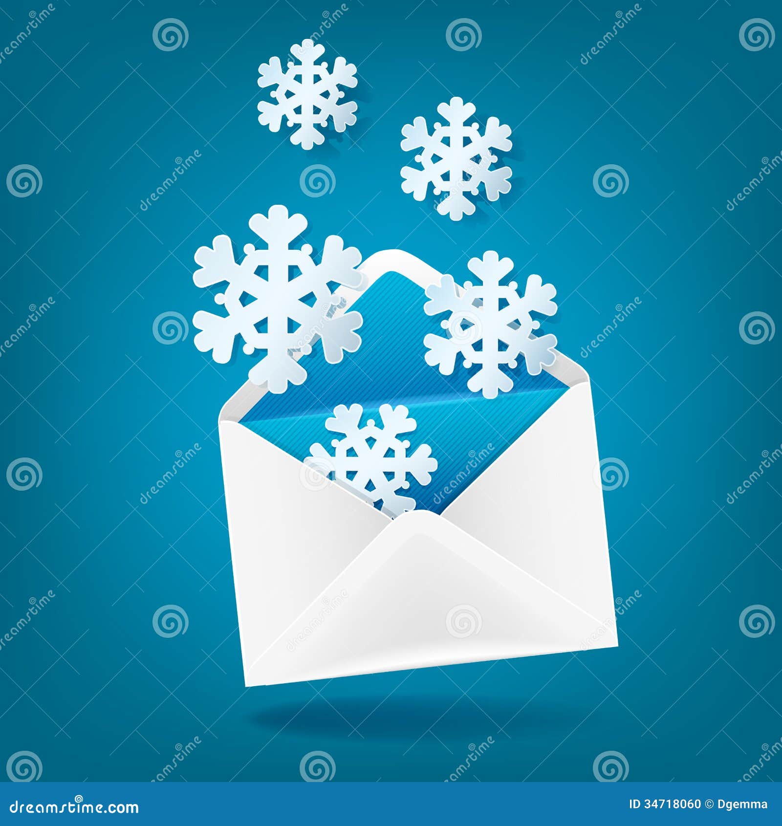 Envelope with snowflakes. stock vector. Illustration of gift - 34718060
