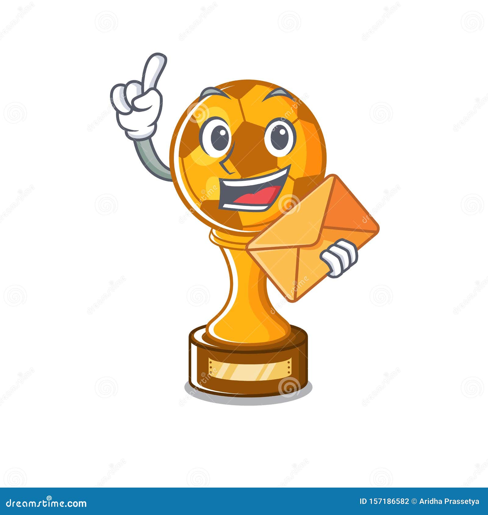 With Envelope Soccer Trophy with the Mascot Shape Stock Vector ...