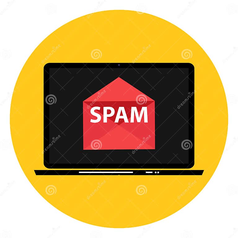 Envelope with Spam. Spam Email Warning Window on Laptop Screen Stock ...