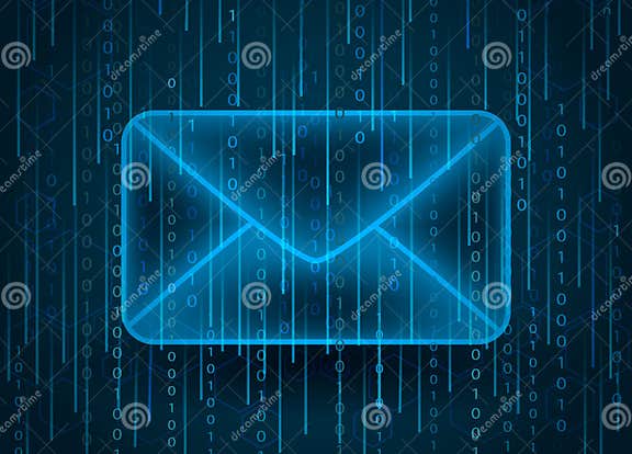 Envelope Symbol and Binary Code. Stock Vector - Illustration of ...