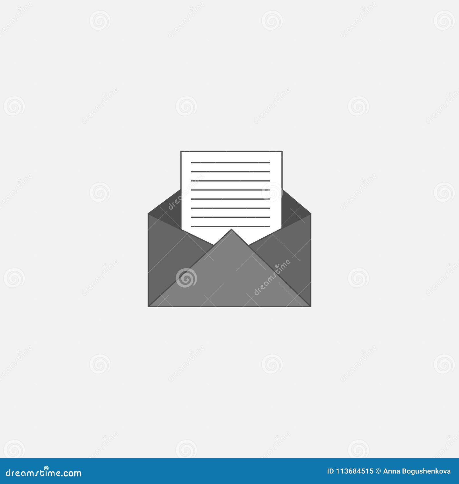 Envelope Symbol Icon for Web in Trendy Style Isolated on Grey ...