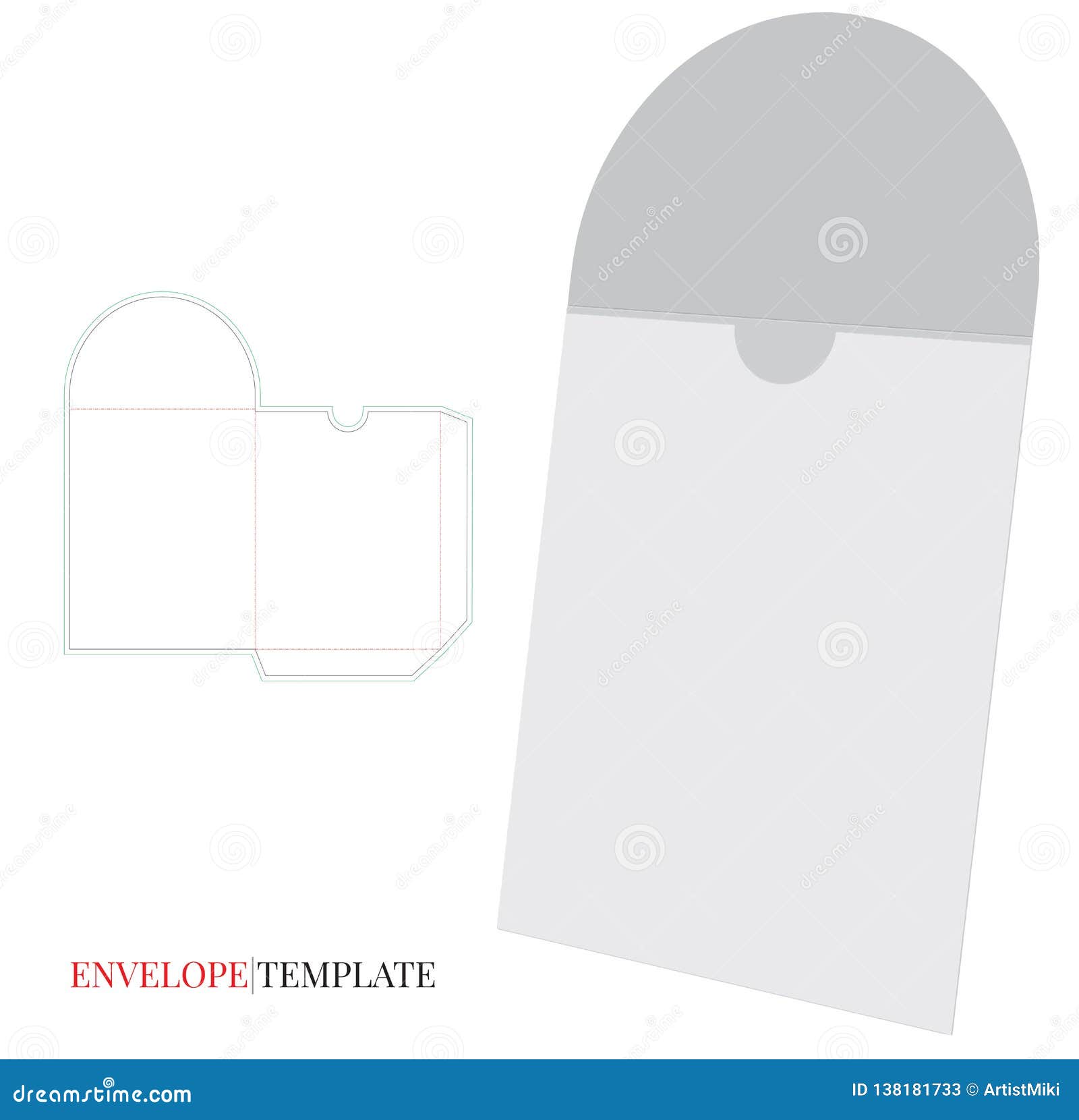 Envelope Template with Die Line, Vector with Die Cut / Laser Cut Layers ...