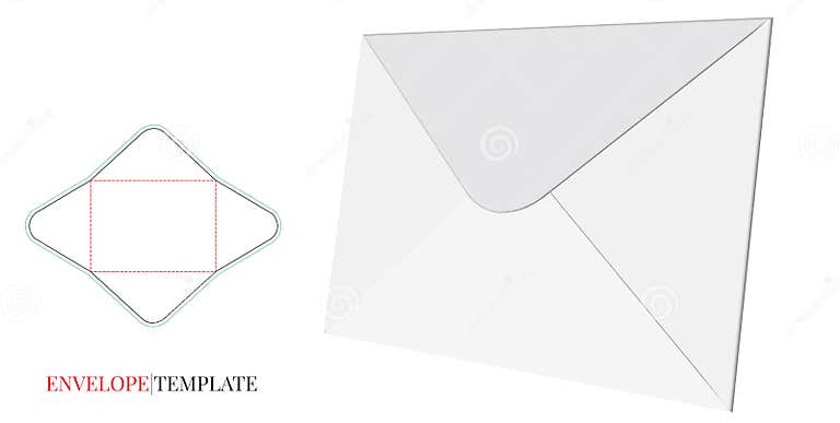 Envelope Template with Die Line, Vector Envelope Design Stock Vector ...
