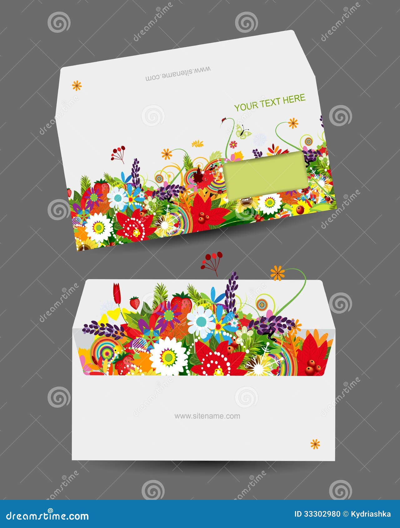Envelope Template, Floral Design Stock Vector - Illustration of ...