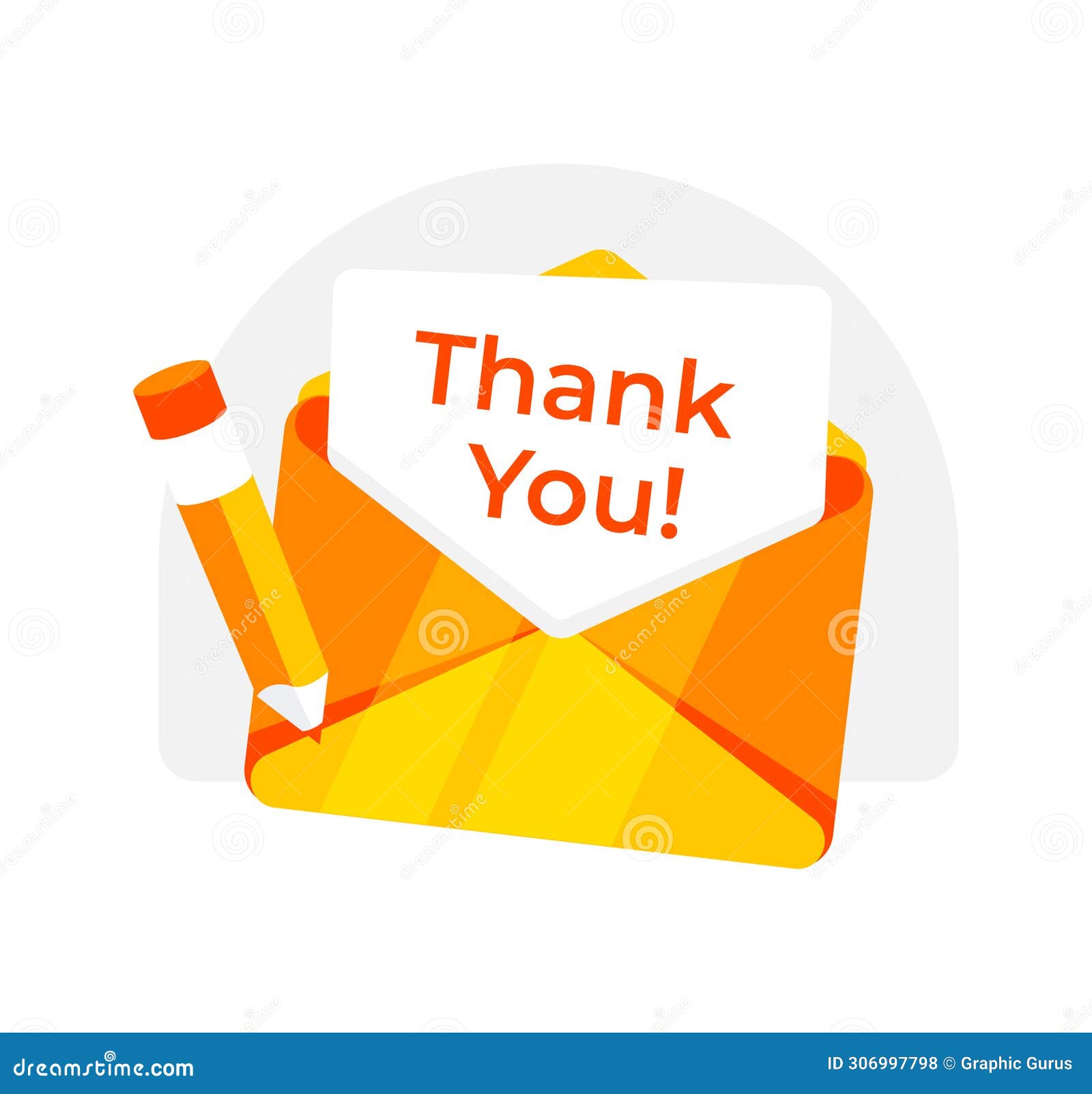 Email Thank You Banner Flat Illustration With Envelope Greeting Card ...