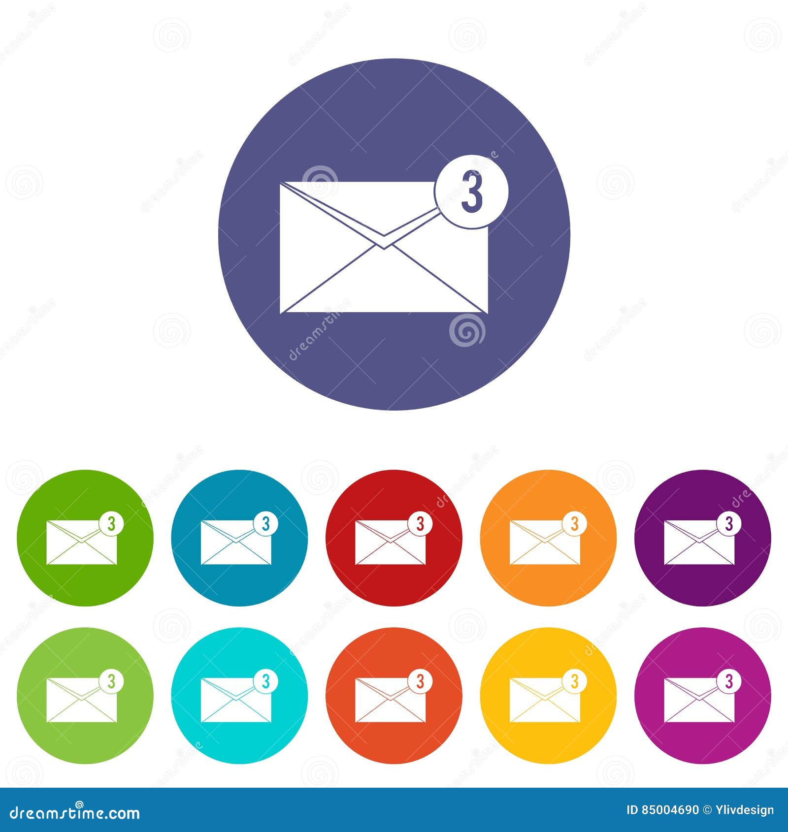 Envelope with Three Messages Set Icons Stock Vector - Illustration of ...