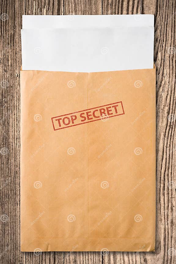 Envelope with Top Secret Stamp and Blank Papers. Stock Photo - Image of ...