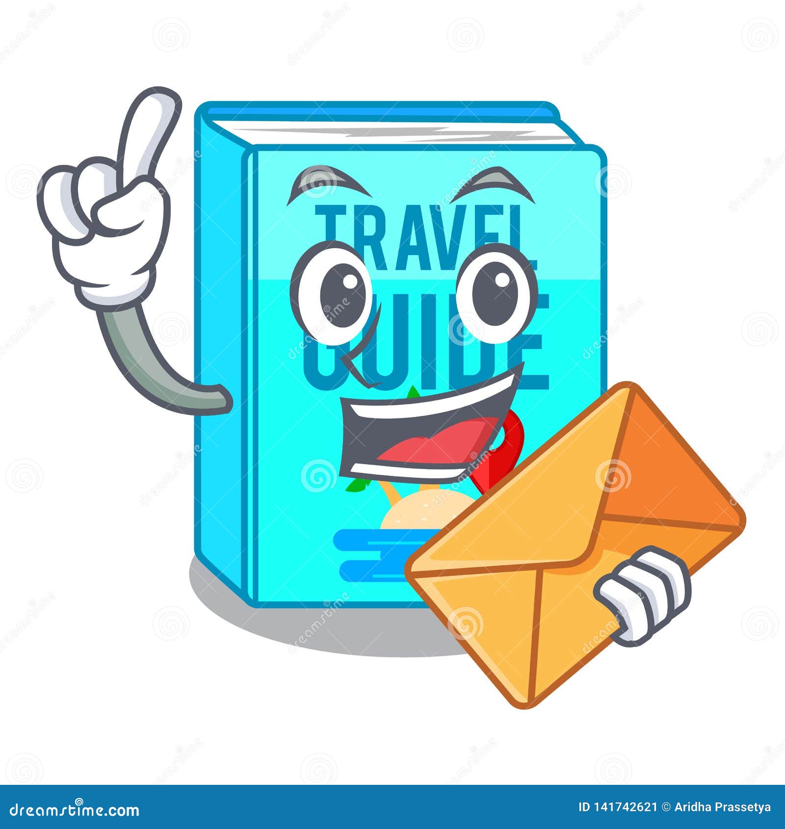With Envelope Travel Guide Book Isolated in Cartoon Stock Vector ...