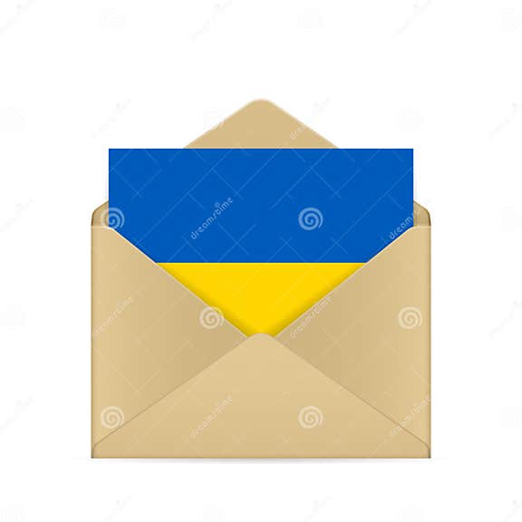 Envelope with Ukraine flag stock vector. Illustration of banner - 218763222
