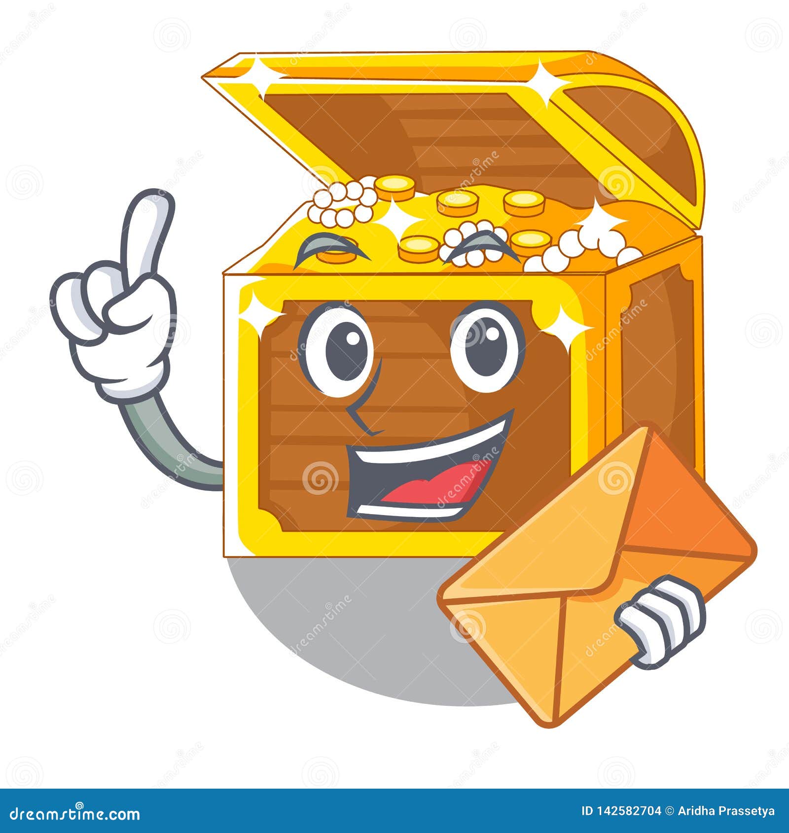 With Envelope Underwater Treasure in the Shape Characters Stock Vector ...