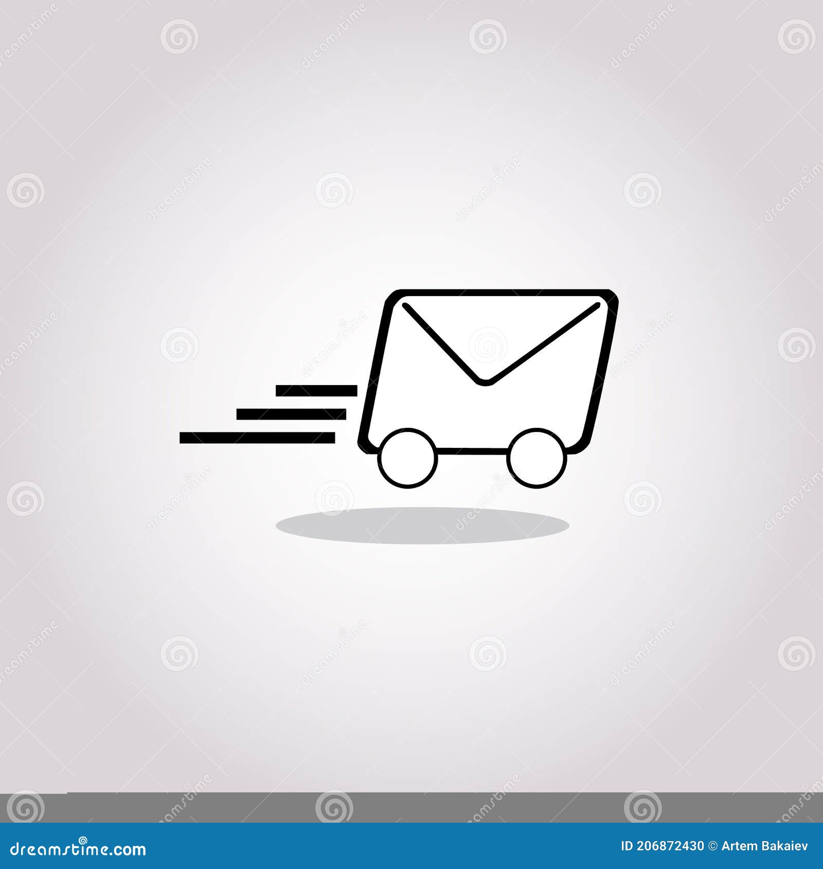 Envelope with Wheels Icon Over White Background, Line Style, Vector ...