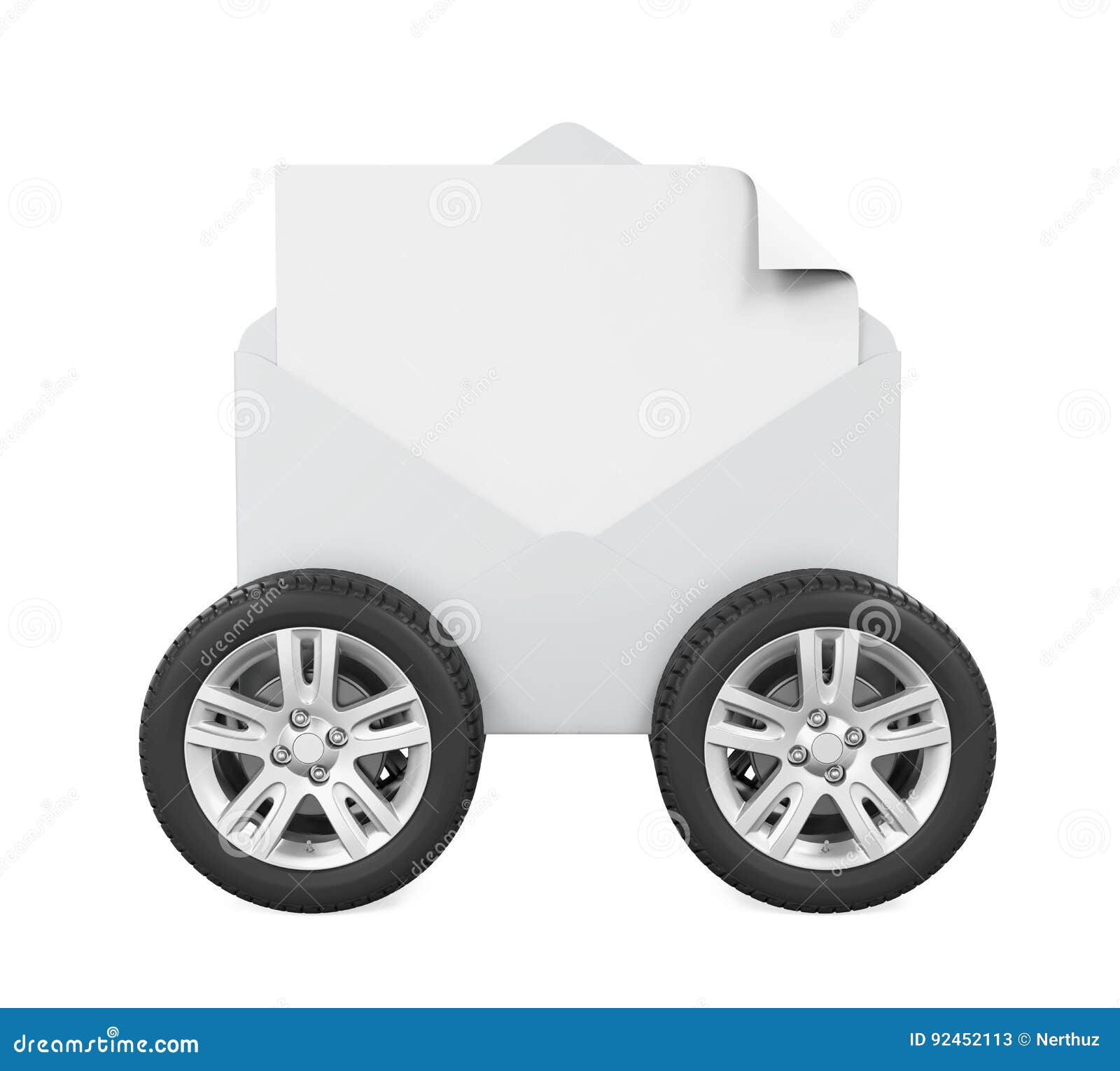 Envelope with Wheels Isolated Stock Illustration - Illustration of fast ...