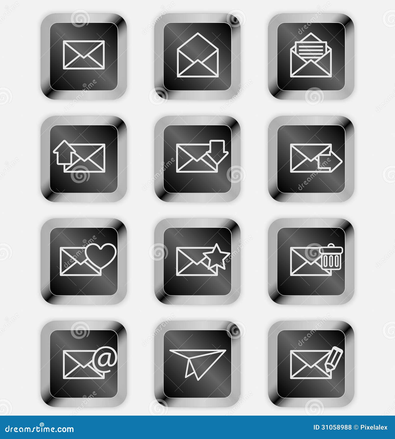 Envelopes for Email Icons on Black Keyboard Stock Vector - Illustration ...