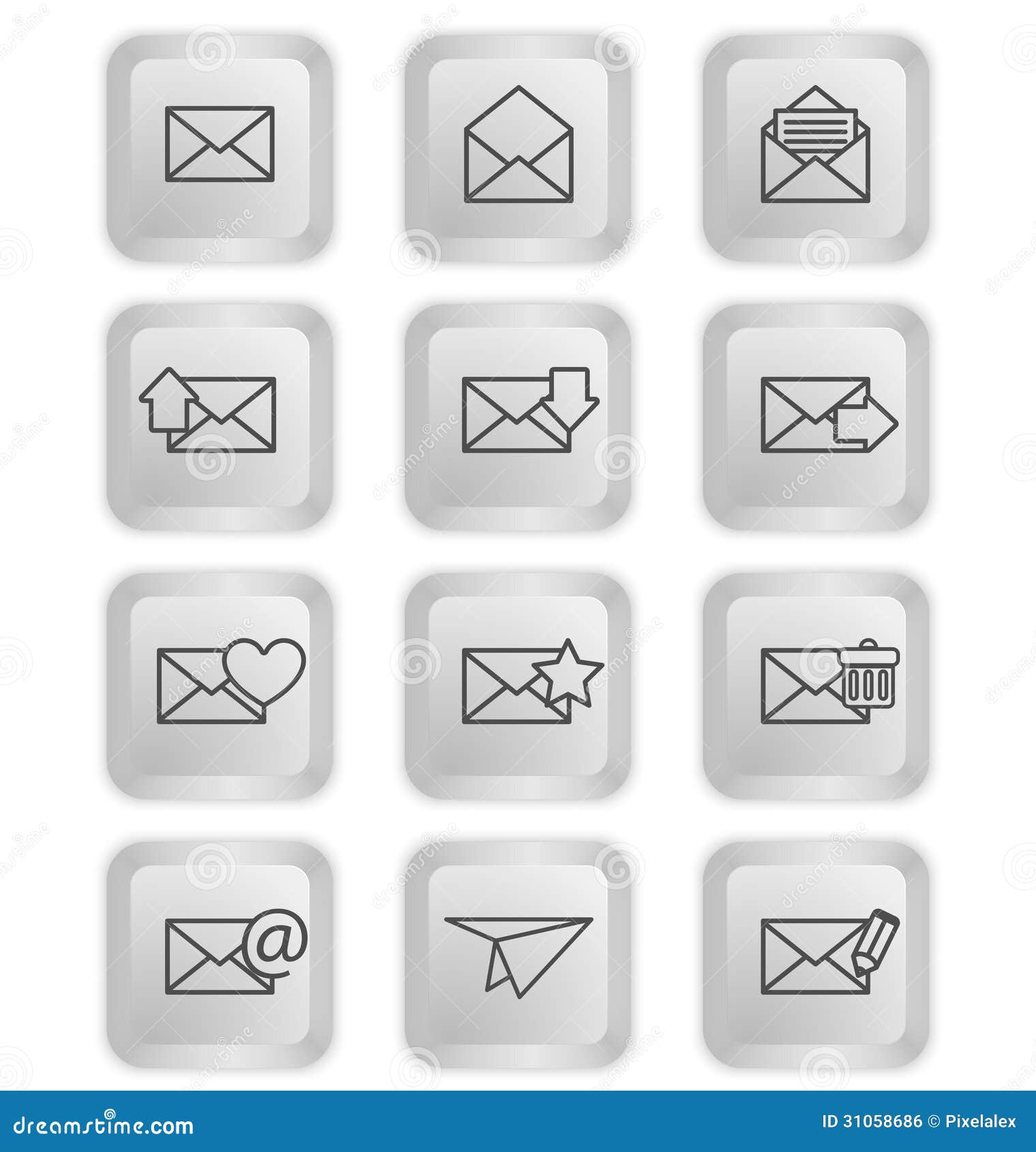 Envelopes for Email Icons on Keyboard Buttons Stock Vector ...