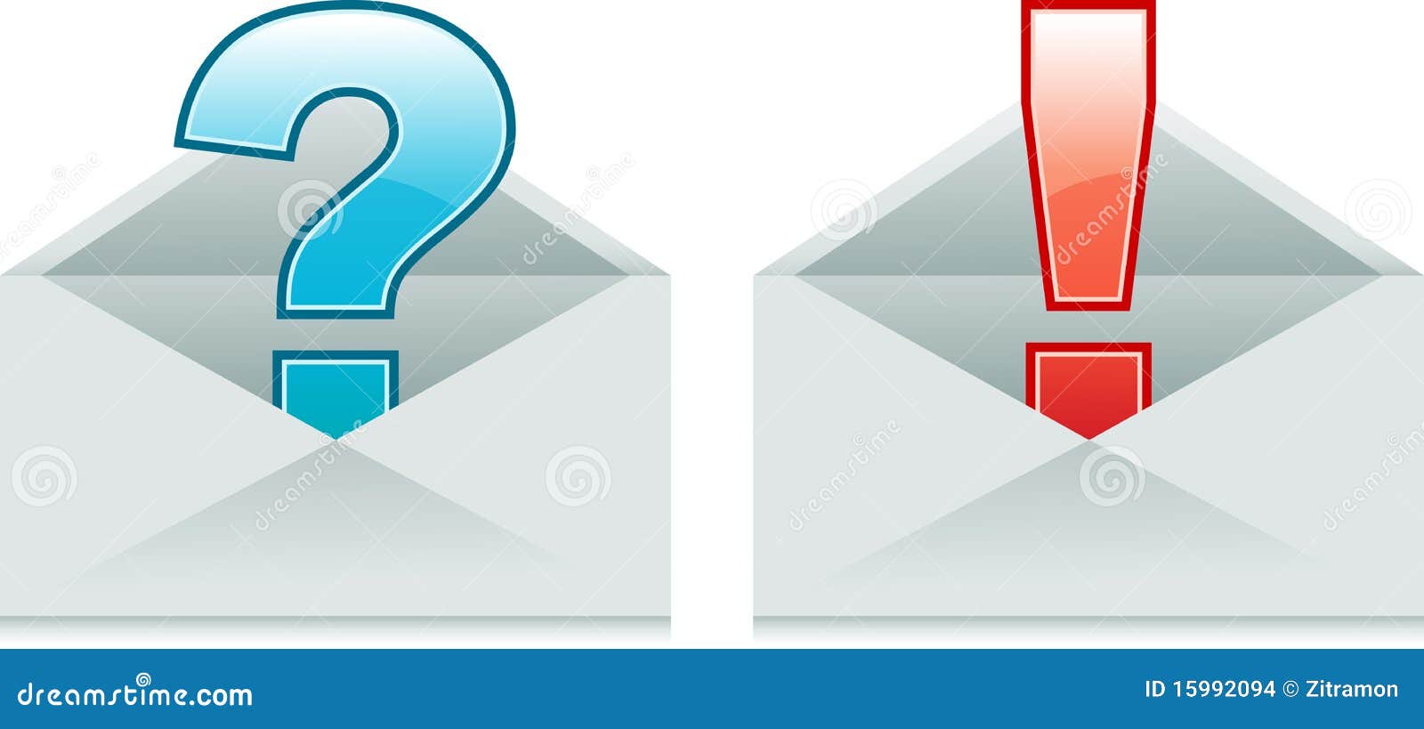 Envelopes With Exclamation And Question Marks Vector Illustration ...