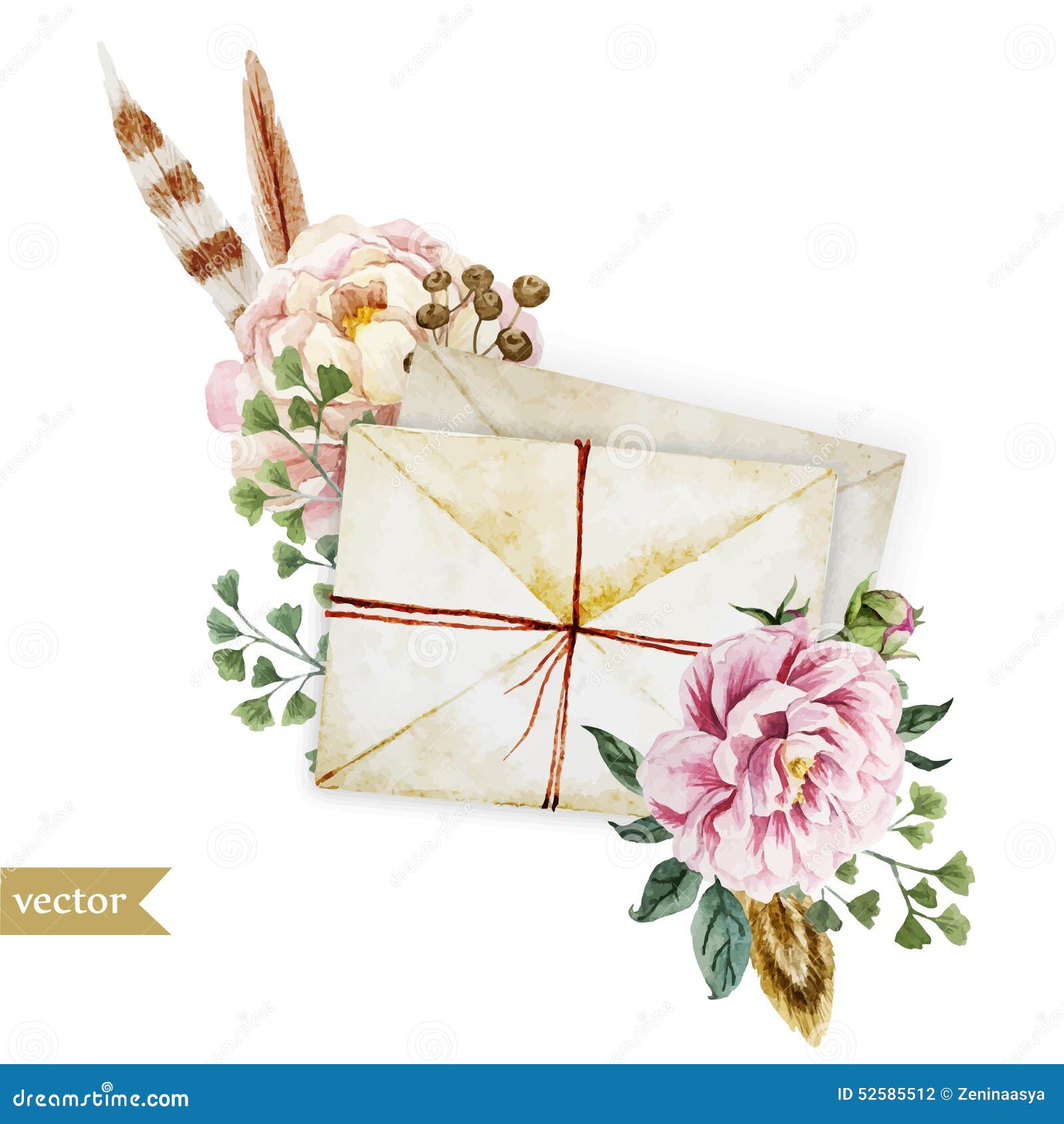 Envelopes with flowers stock vector. Illustration of envelope - 52585512