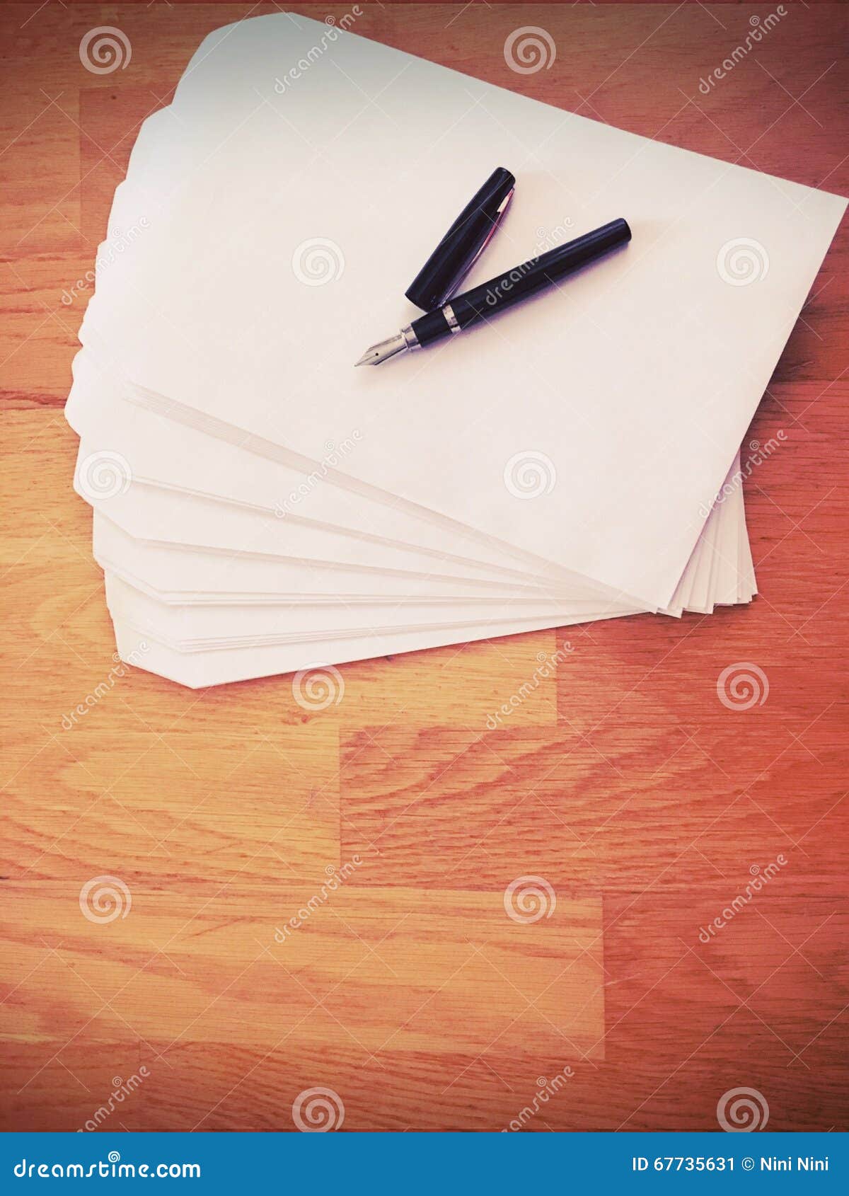 Envelopes and Fountain Pen on a Desk Stock Image - Image of desk, white ...