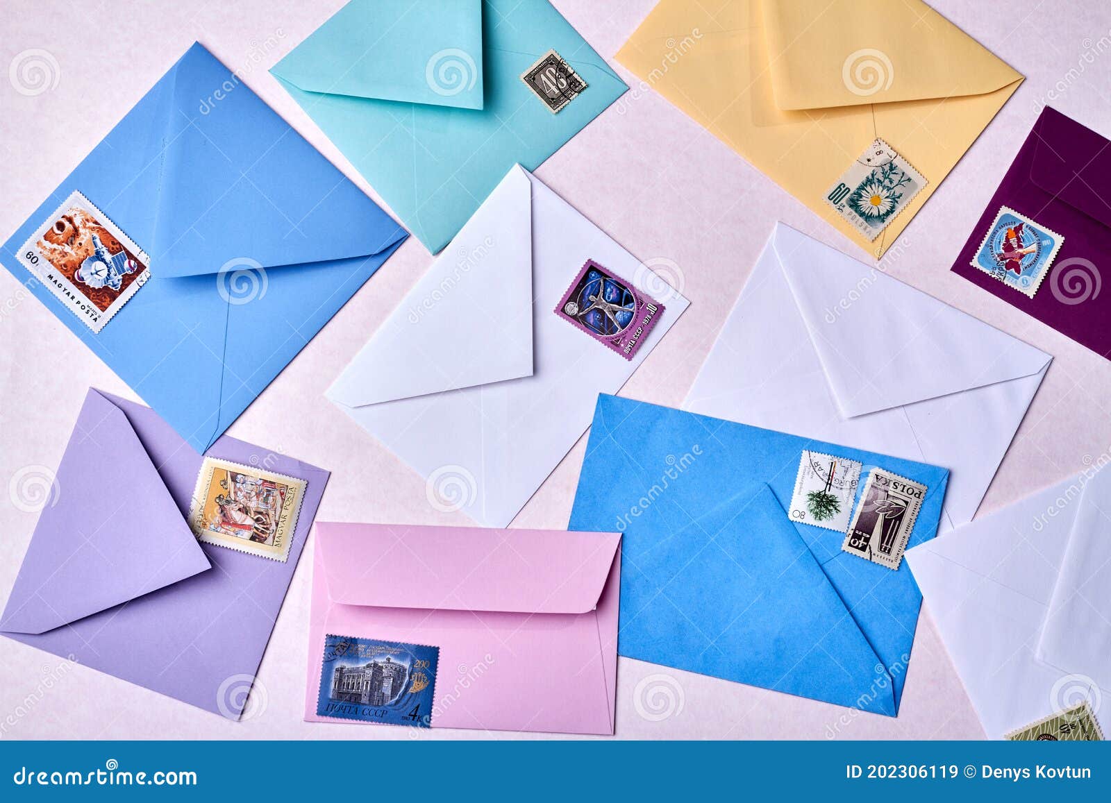 Pile Of Letters, Post Stamps And Blank Envelope Editorial Image ...