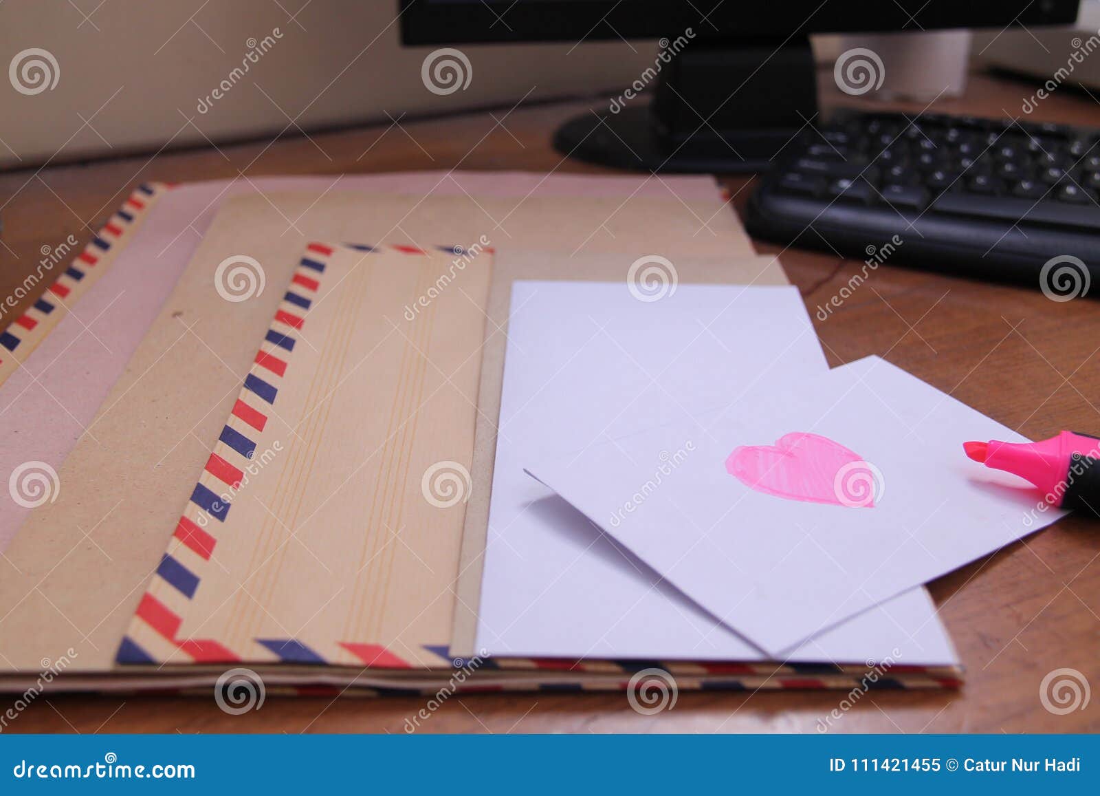 Envelopes on the Table, Version 5 Stock Image - Image of letter ...