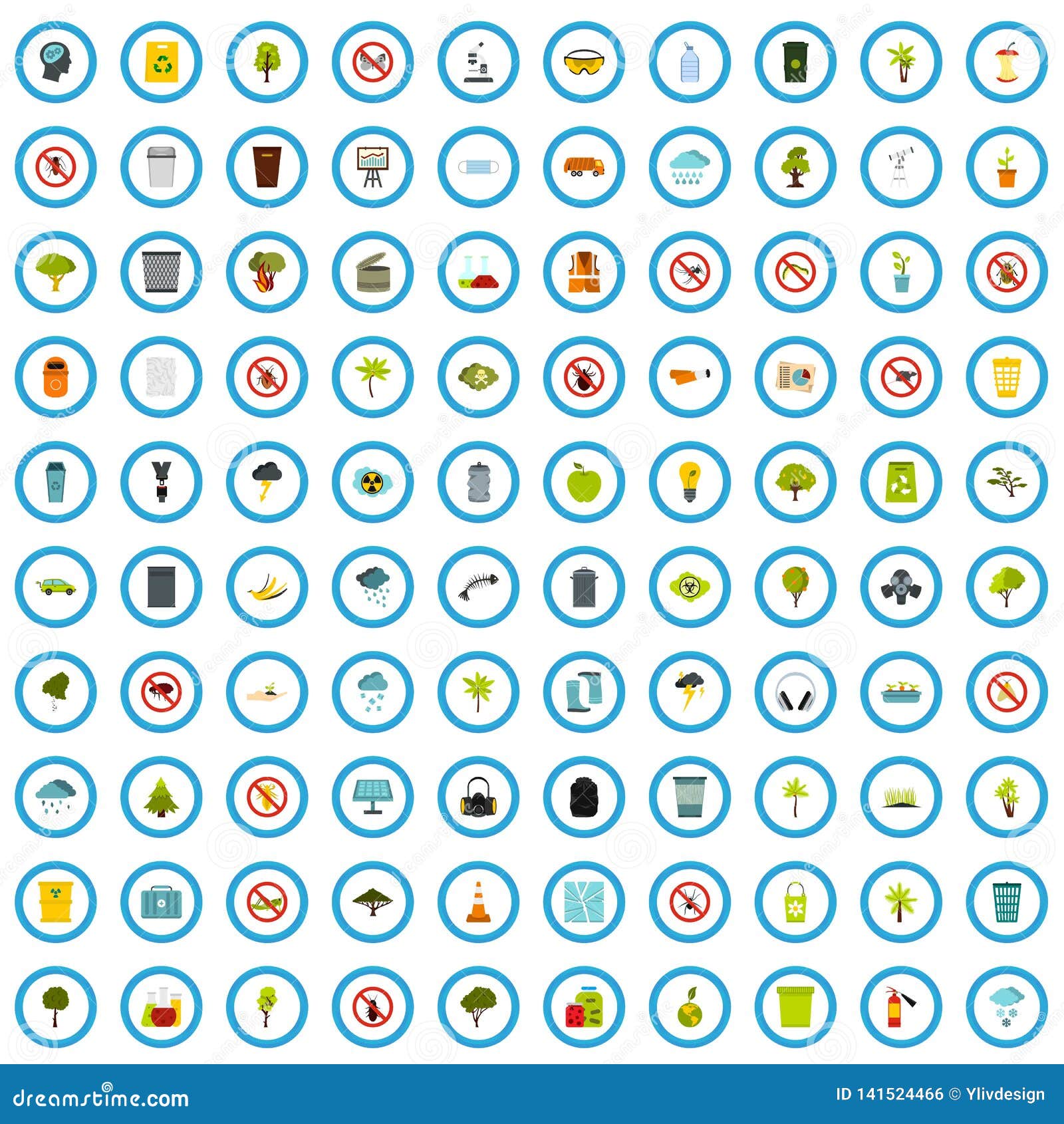 100 Environment Analysis Icons Set, Flat Style Stock Vector ...
