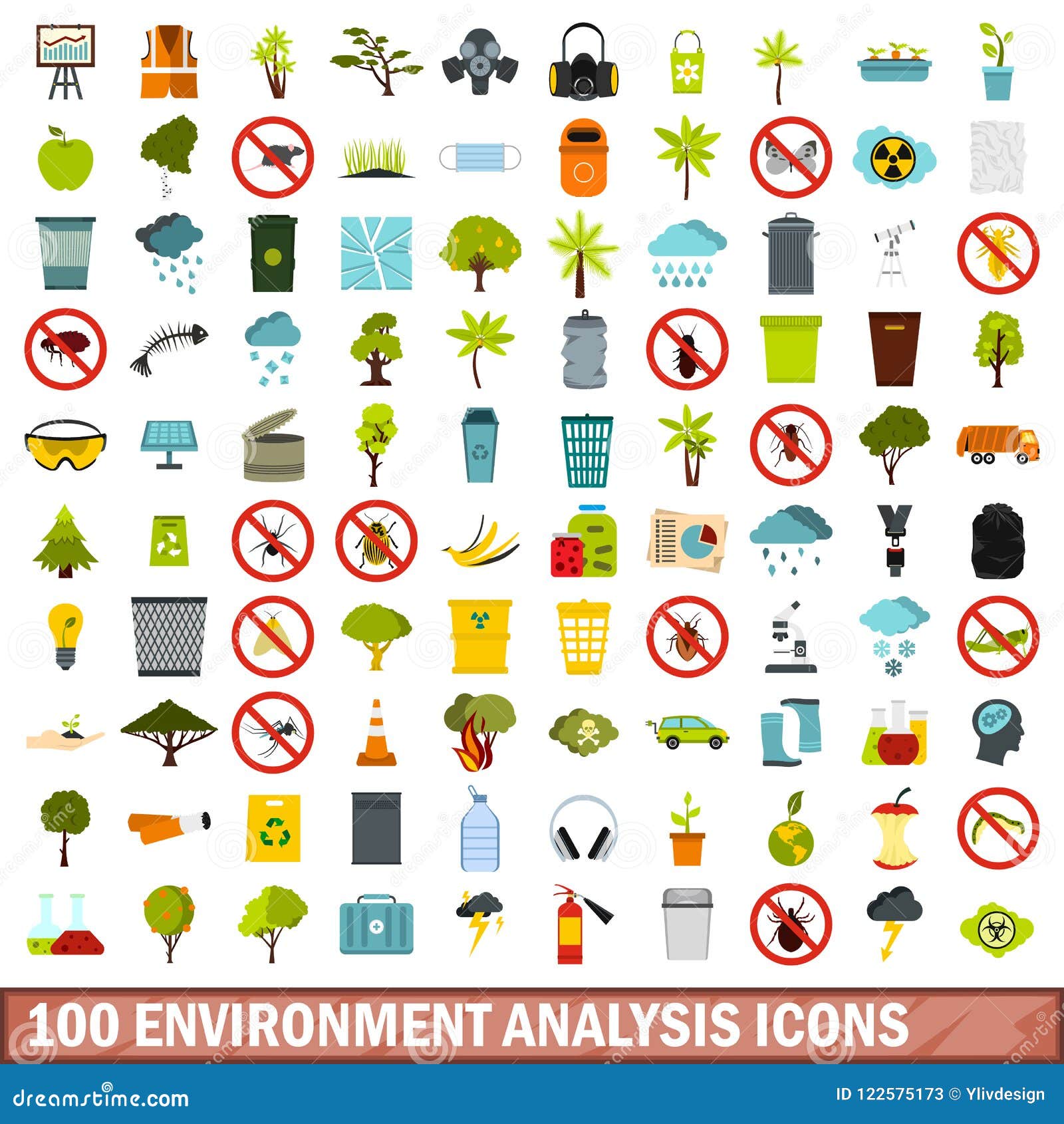 100 Environment Analysis Icons Set, Flat Style Stock Vector ... 100 Environment Analysis Icons Set, Flat Style Stock Vector ...