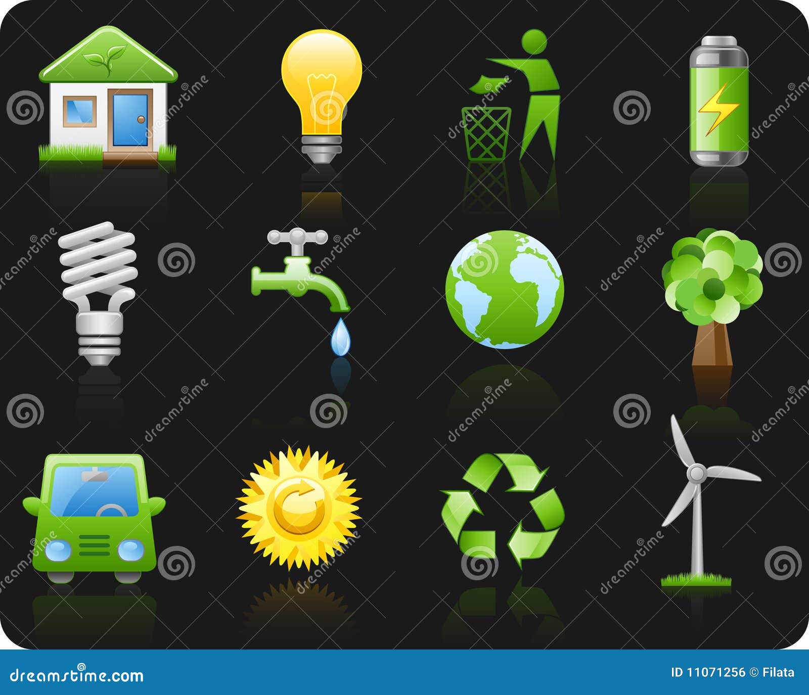 Environment_black Background Icon Set Stock Vector - Illustration of ...