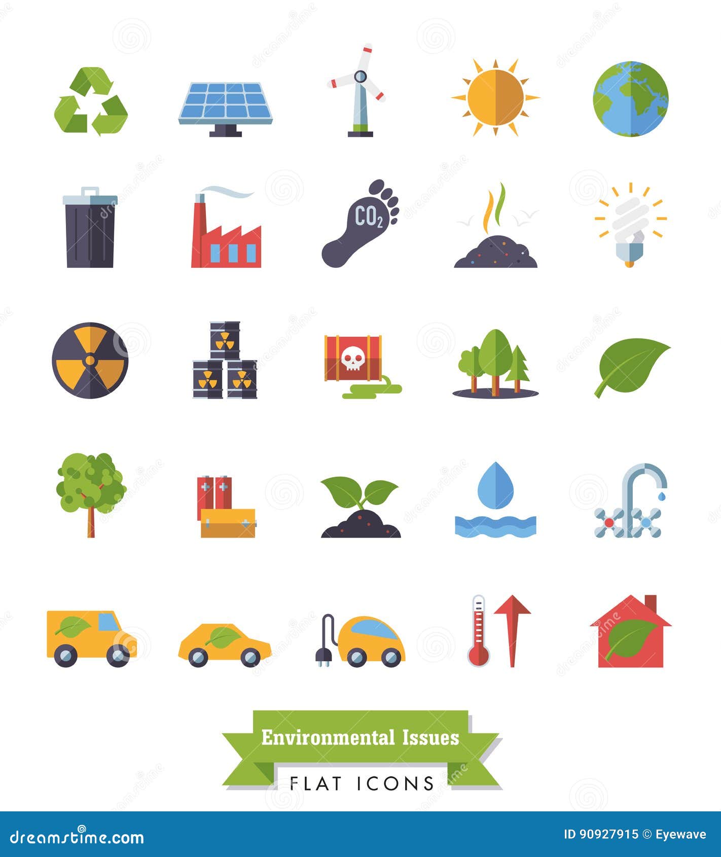 Environment and Climate Flat Design Icons Set Stock Vector ...