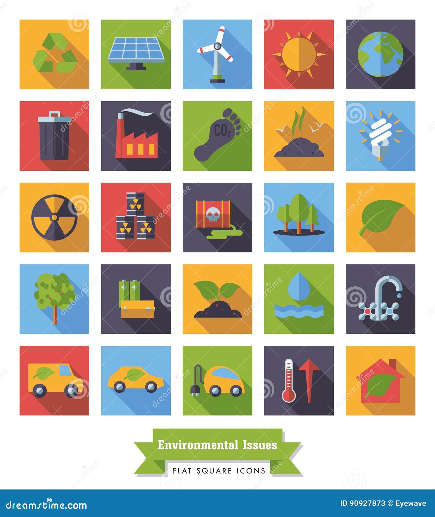 Environment and Climate Flat Design Icons Set Stock Vector ...