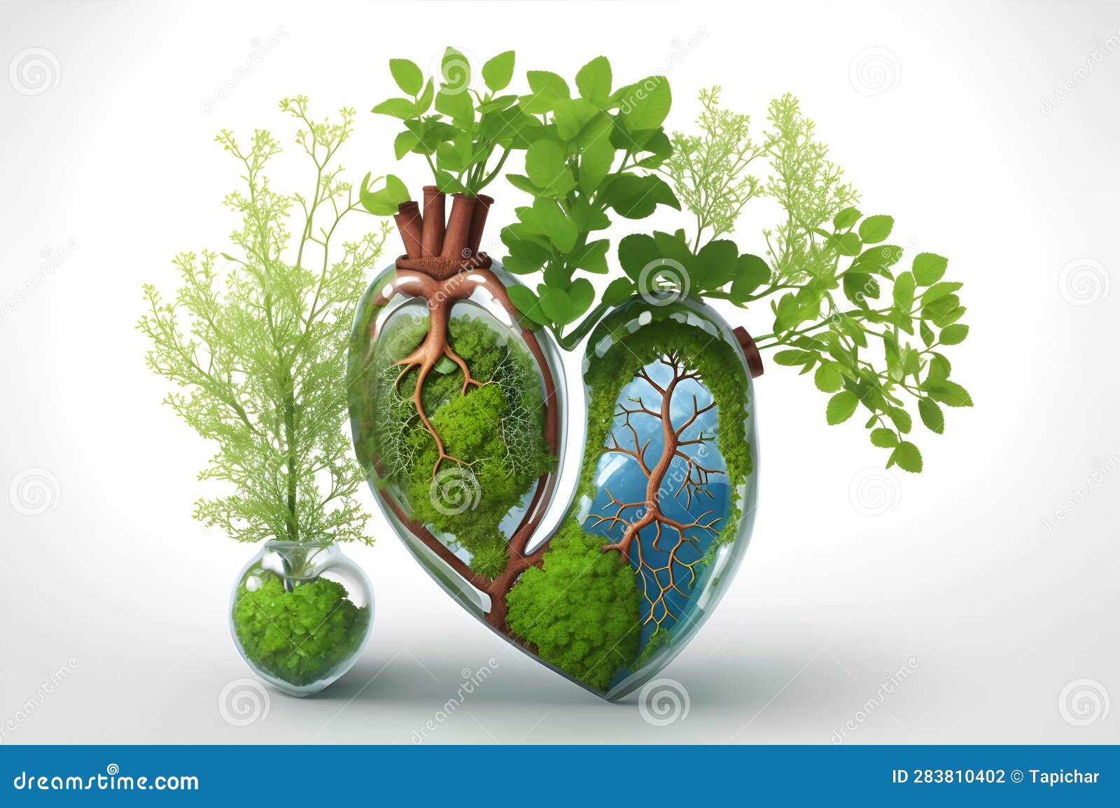 Environment Concept with Eco-system and Human Heart. Stock Illustration ...