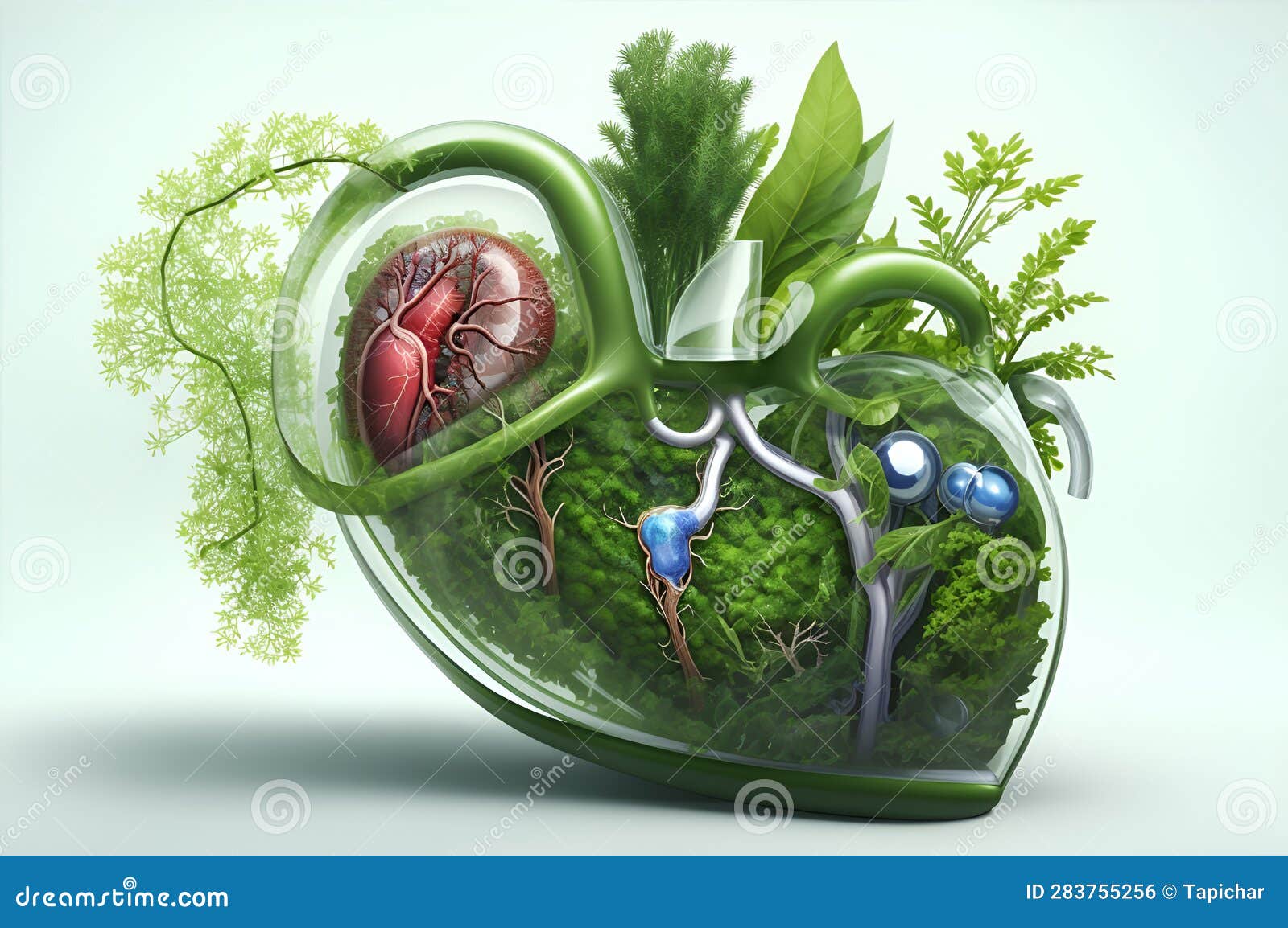Environment Concept with Eco-system and Human Heart. Stock Illustration ...