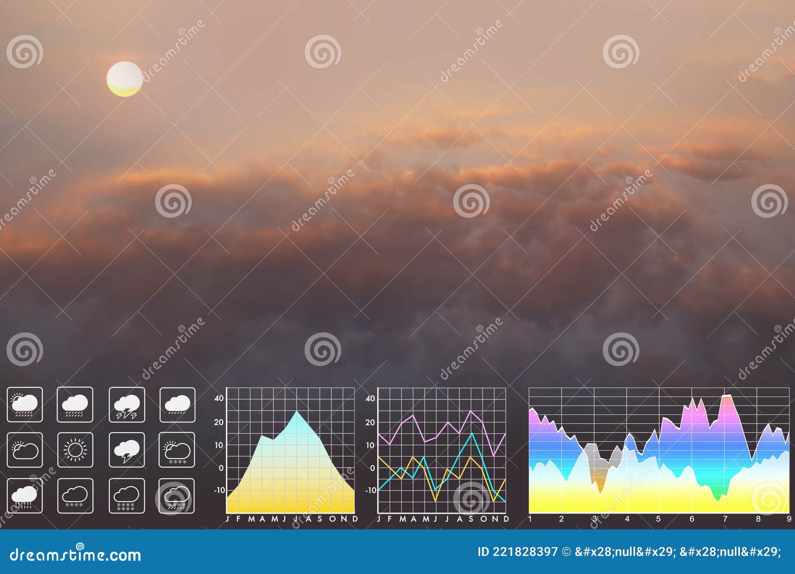 Environment Data Symbol Forecast with Graph and Chart and Weather ...